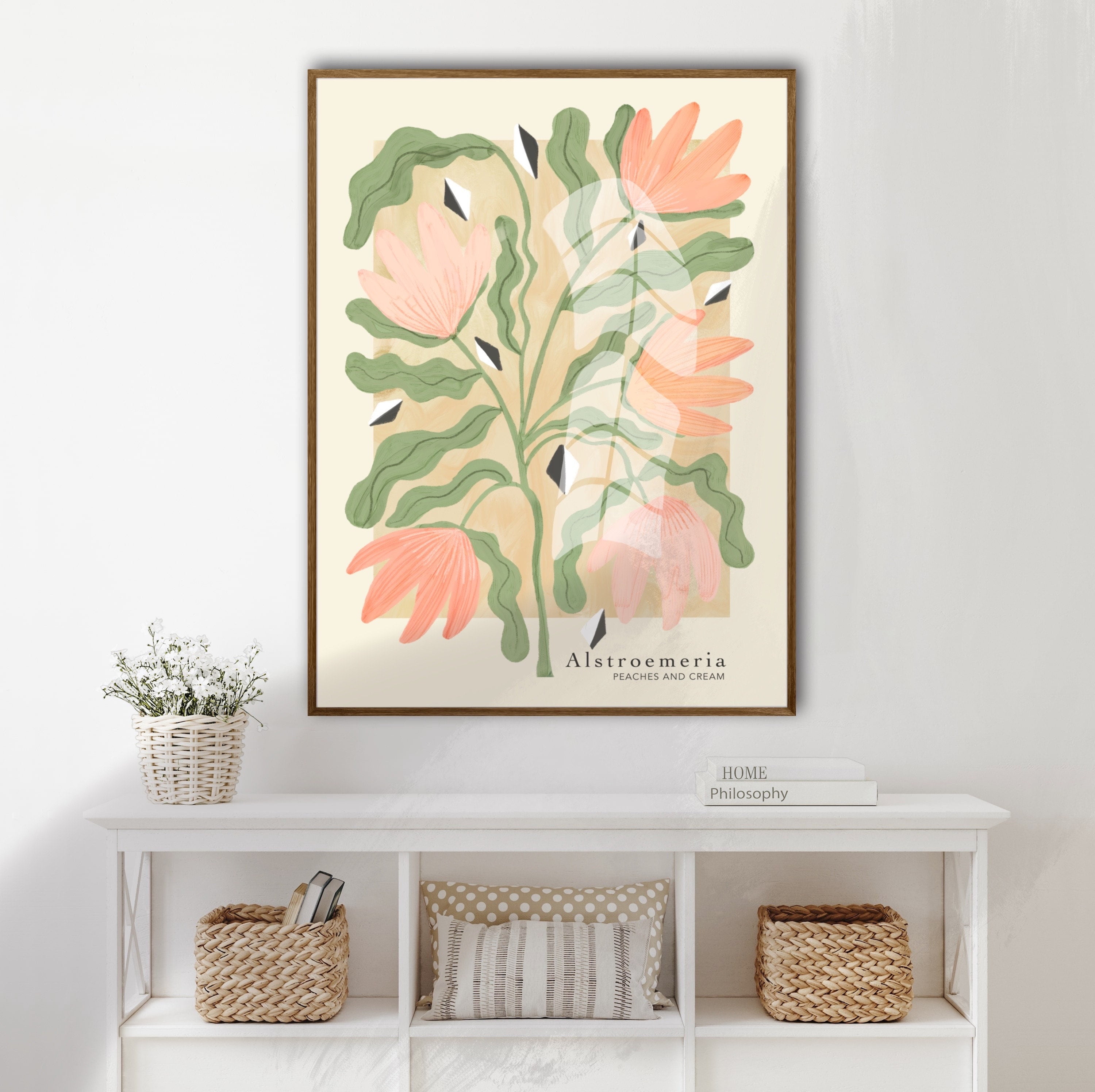 Poster Lily Floral Art Print, Hand Drawn Abstract Flower Drawing ...
