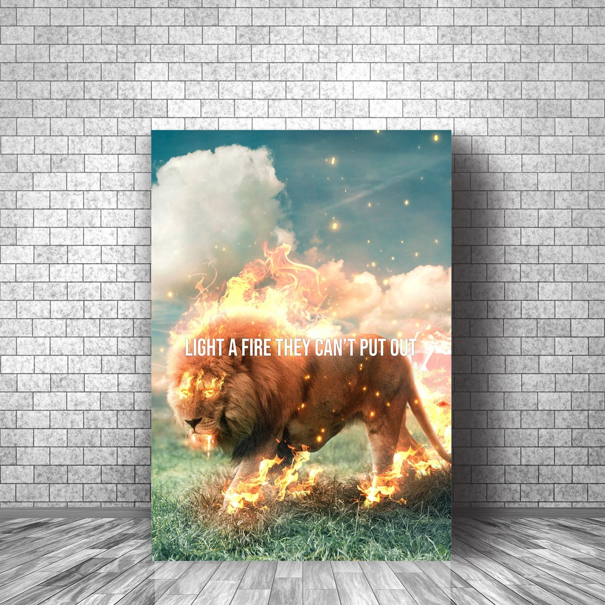 Poster Lion Fire, Wall Art Home Office Decor Wall Art, Unframed Prints ...