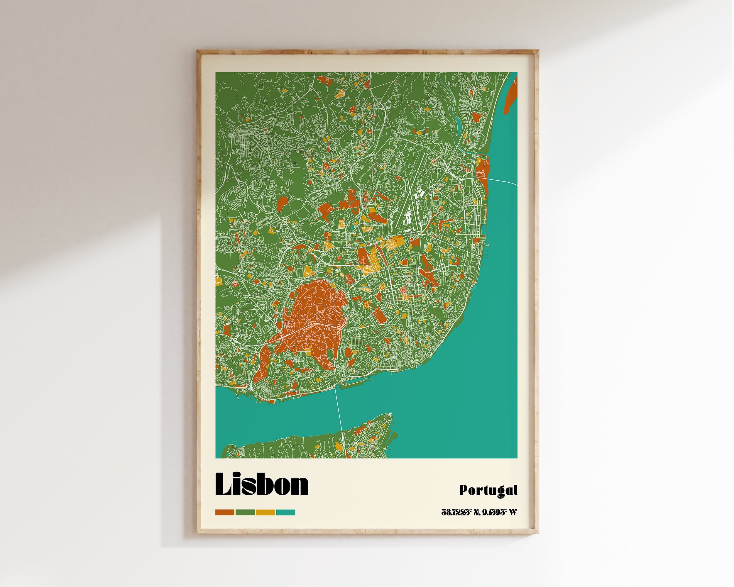 POSTER Lisbon Portugal Map Print, Map Of Lisbon, Lisbon City Map ...