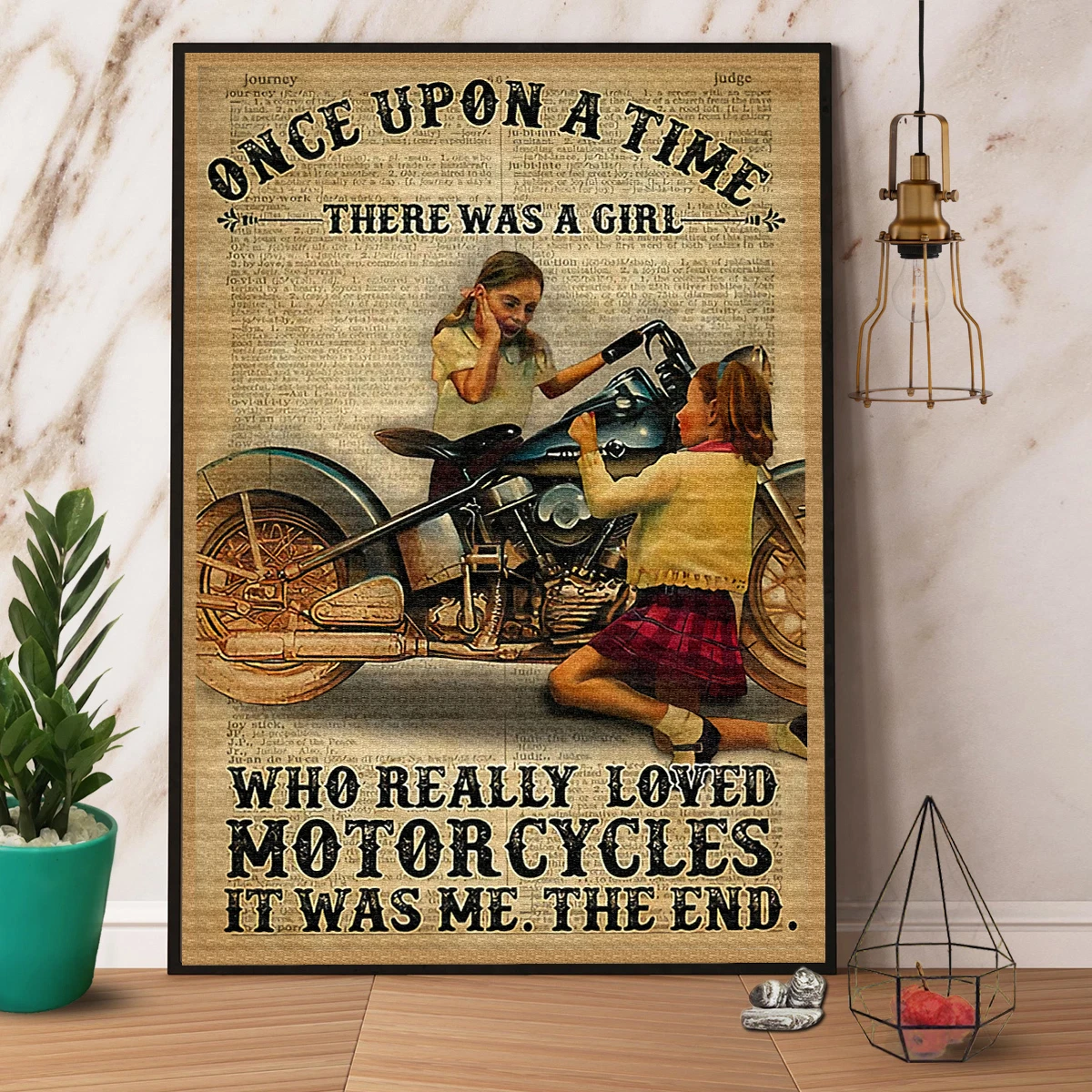 Poster Little Girls Retro There Was Girl Really Loved Motorcycles ...