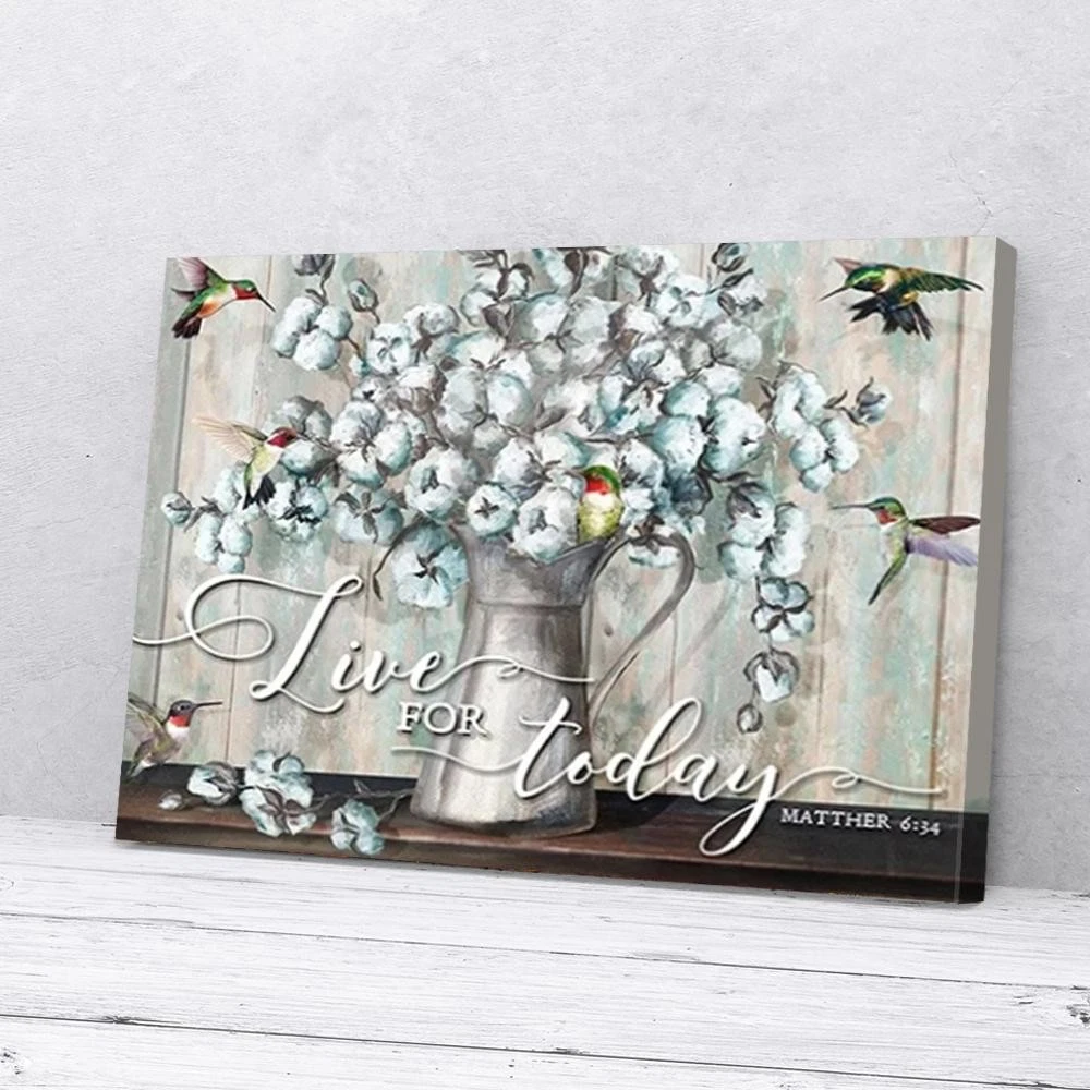 Poster Live For Today Cotton Flowers Hummingbird - UNFRAMED Poster ...
