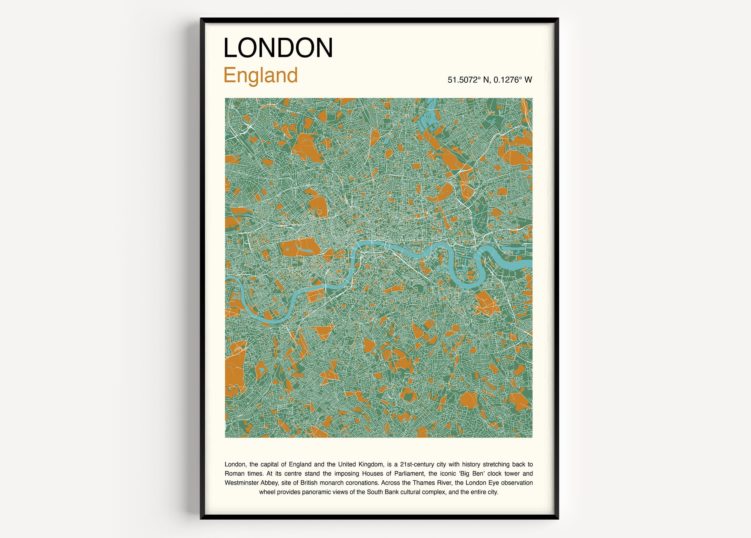 POSTER London City Map Print, London Map Poster, London Map Poster ...