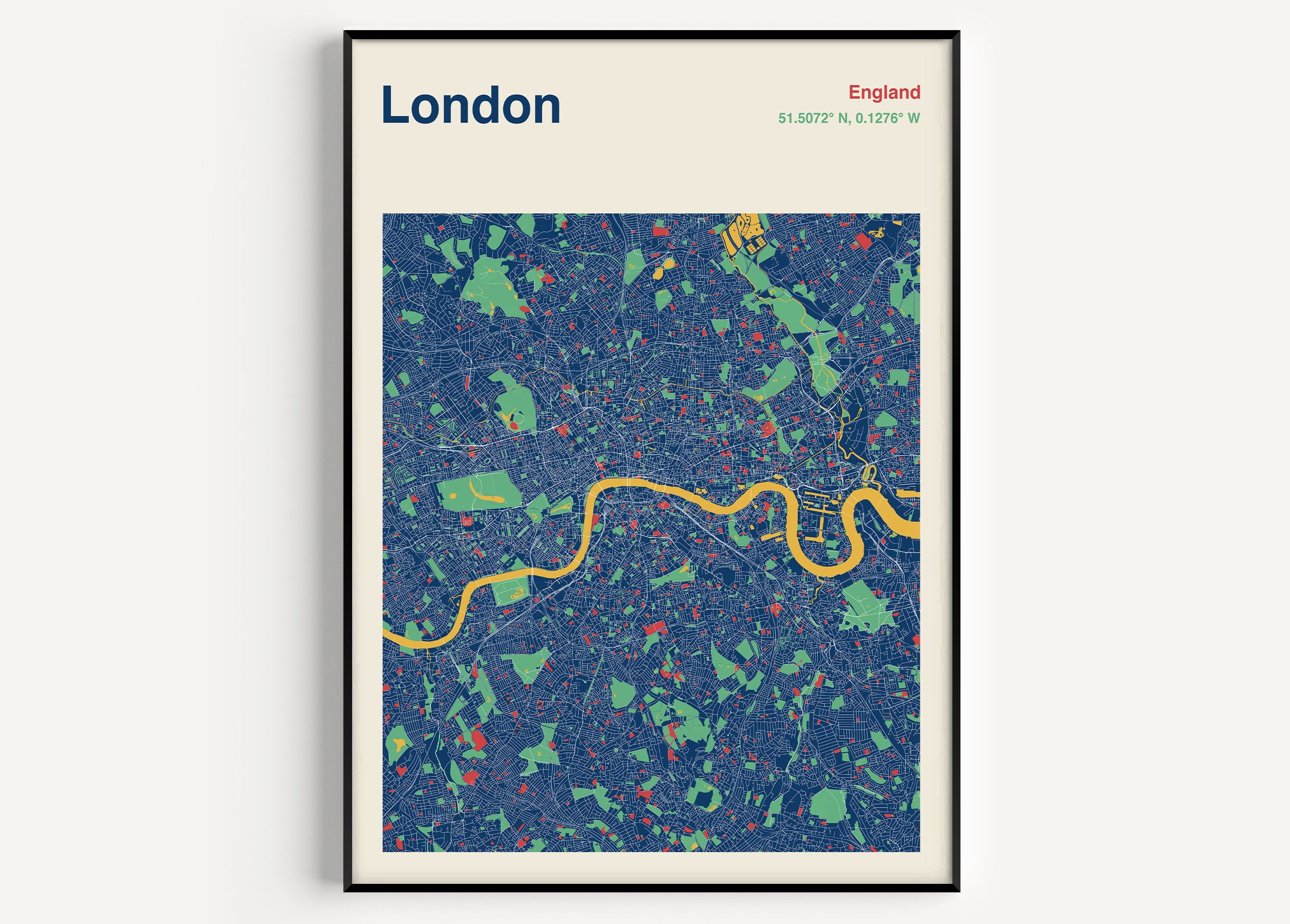 Poster London Map Print, London Map Poster, Colour London City Map, Mid ...