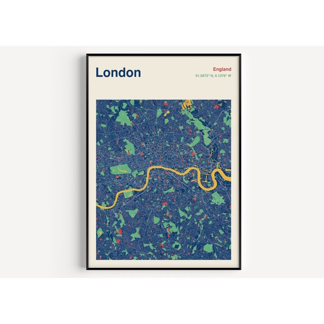 Poster London Map Print, London Map Poster, Colour London City Map, Mid ...