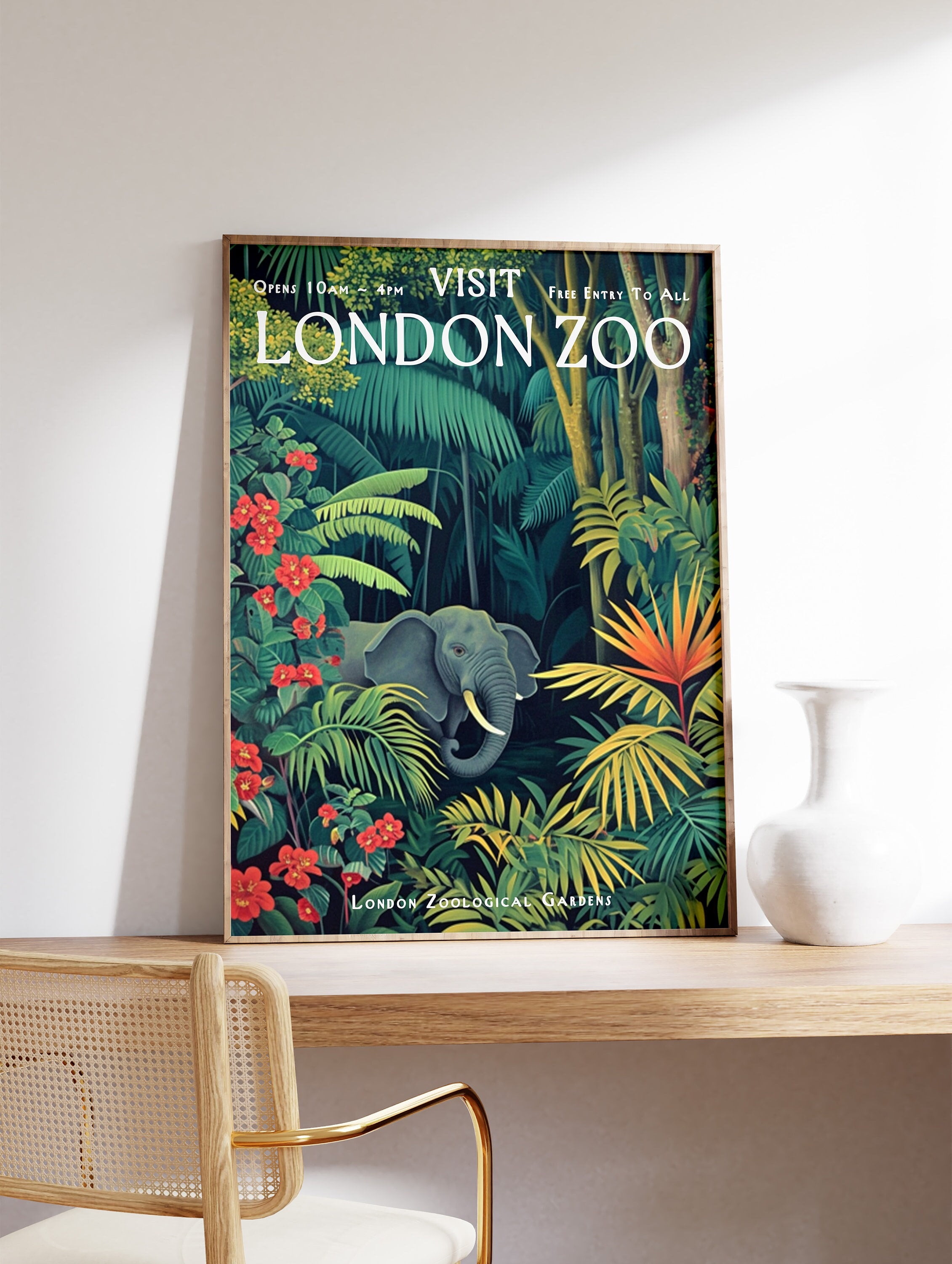 Poster London Zoo Print, Vintage Zoo Poster, Elephant Print, Animal Art ...