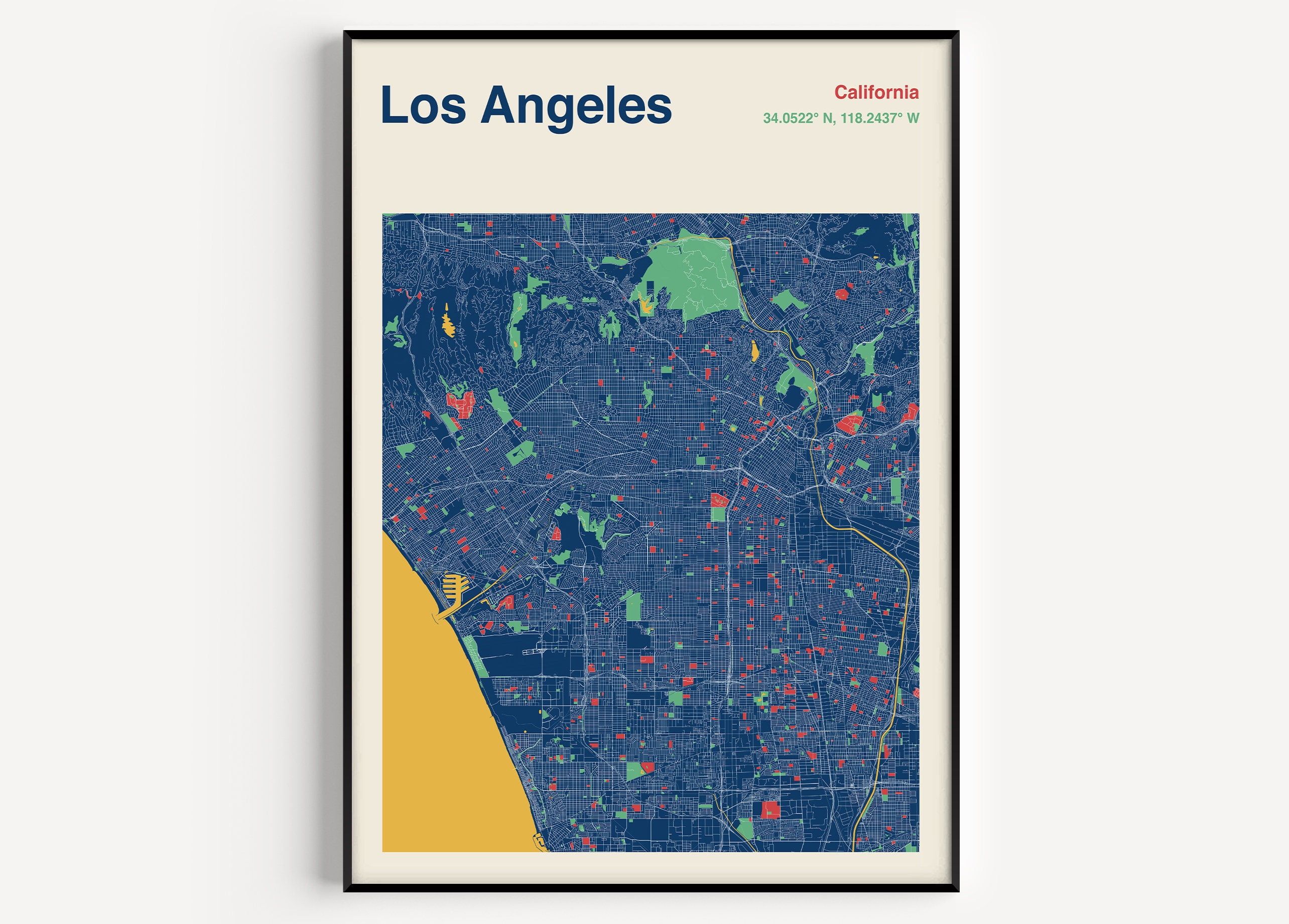 POSTER Los Angeles Map Print, Los Angeles Map Poster, Los Angeles Map ...