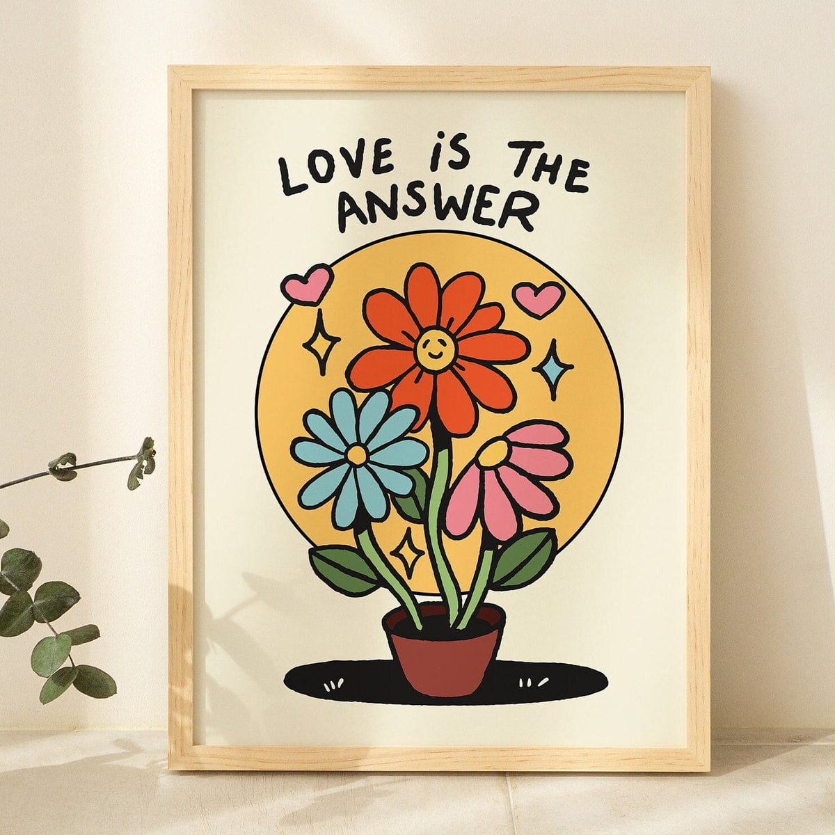 Poster Love Flowers Poster Print, Retro Botanical Illustration ...