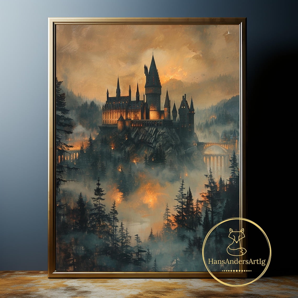 Poster Magic Castle Art Print Wizard School Painting Print Illustration ...