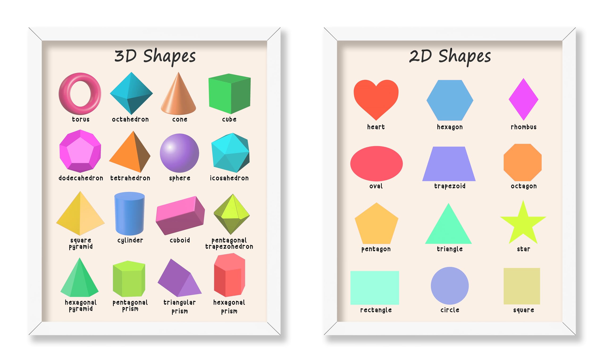 Poster Master 2-Piece 2D & 3D Shapes Poster - Educational Print ...