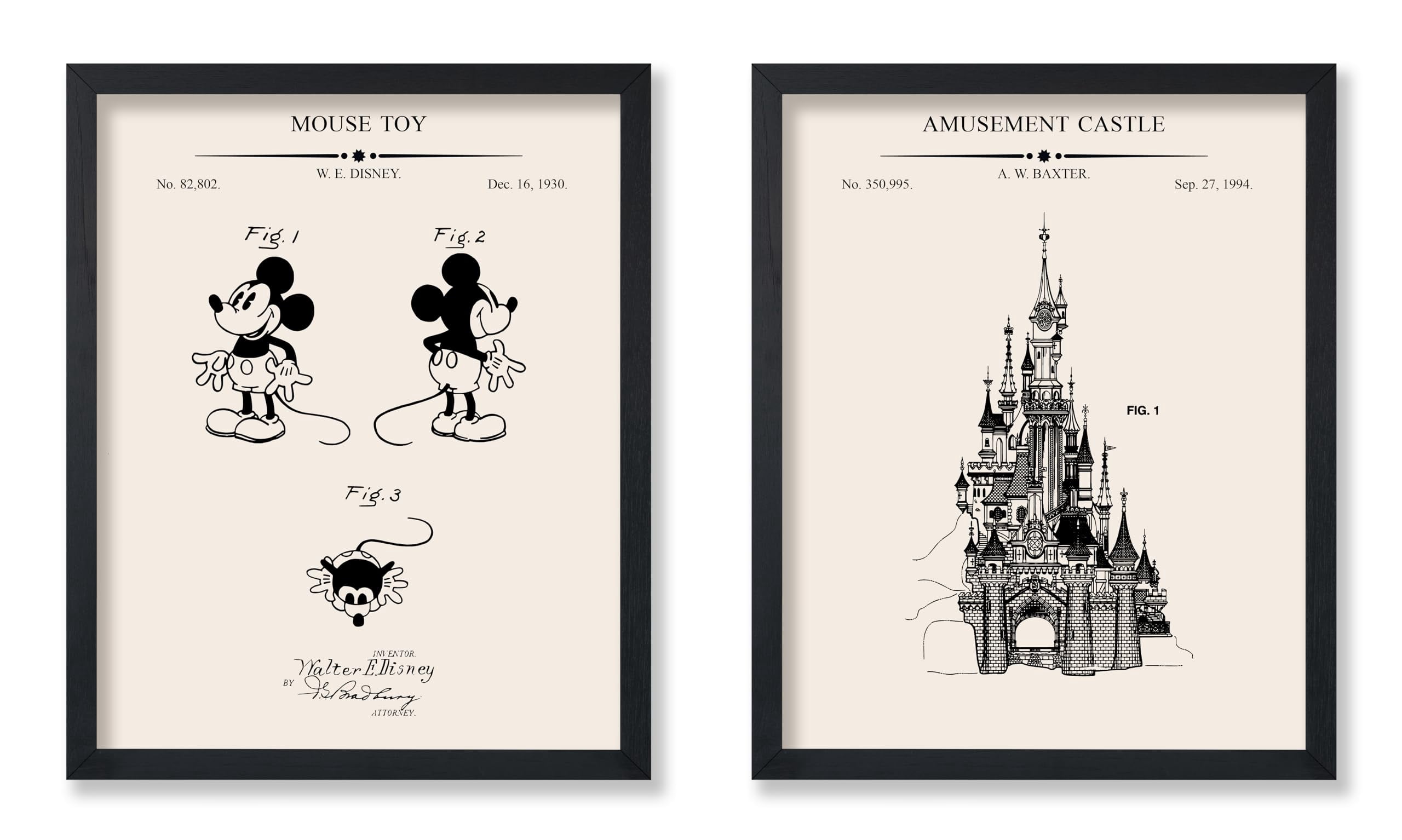 Poster Master 2-Piece Amusement Castle Blueprint Poster - Mouse Patent ...