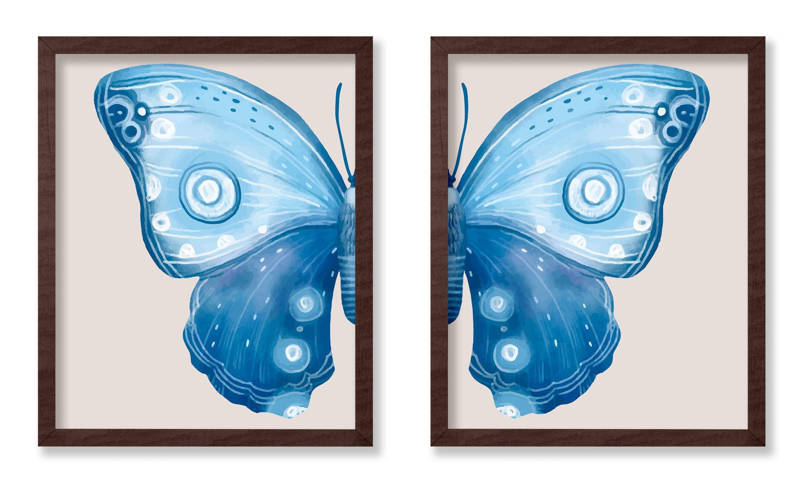 Poster Master 2-Piece Blue Butterfly Poster - Retro Insect Print - Moth ...