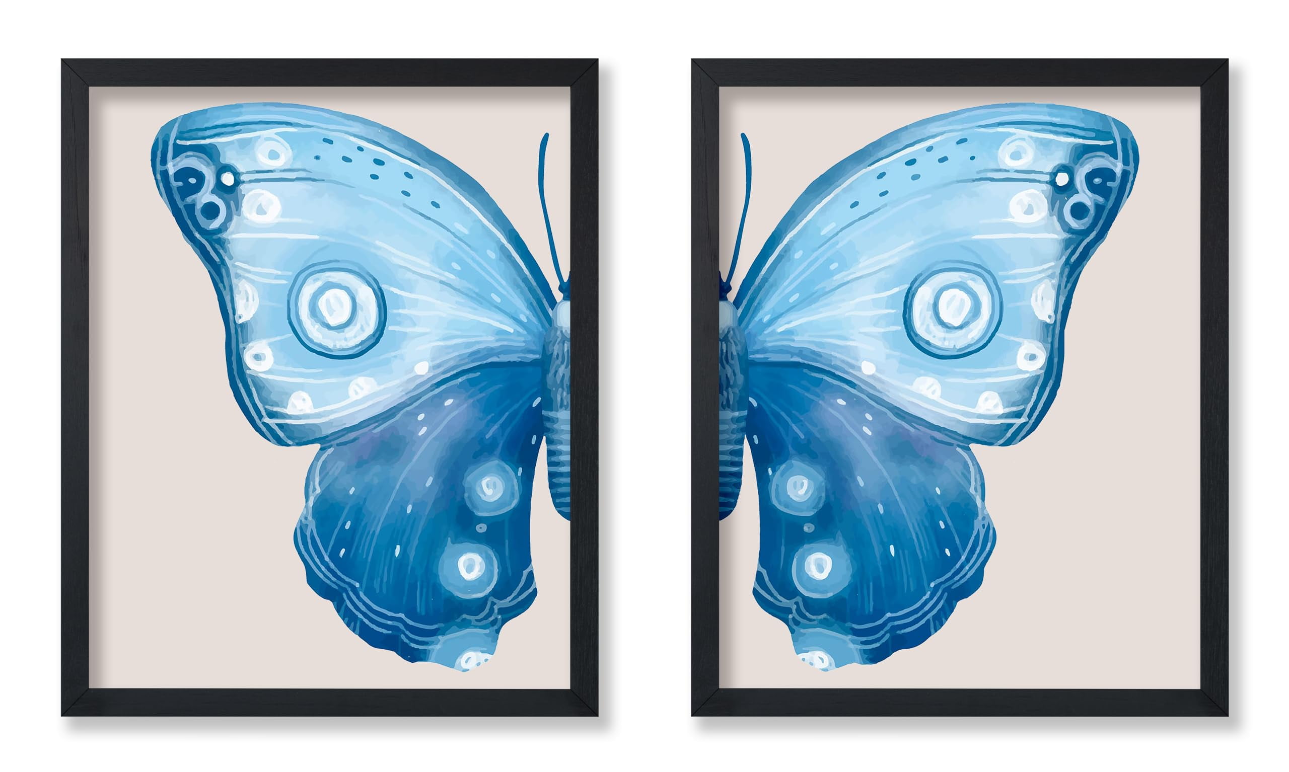 Poster Master 2-Piece Blue Butterfly Poster - Retro Insect Print - Moth ...