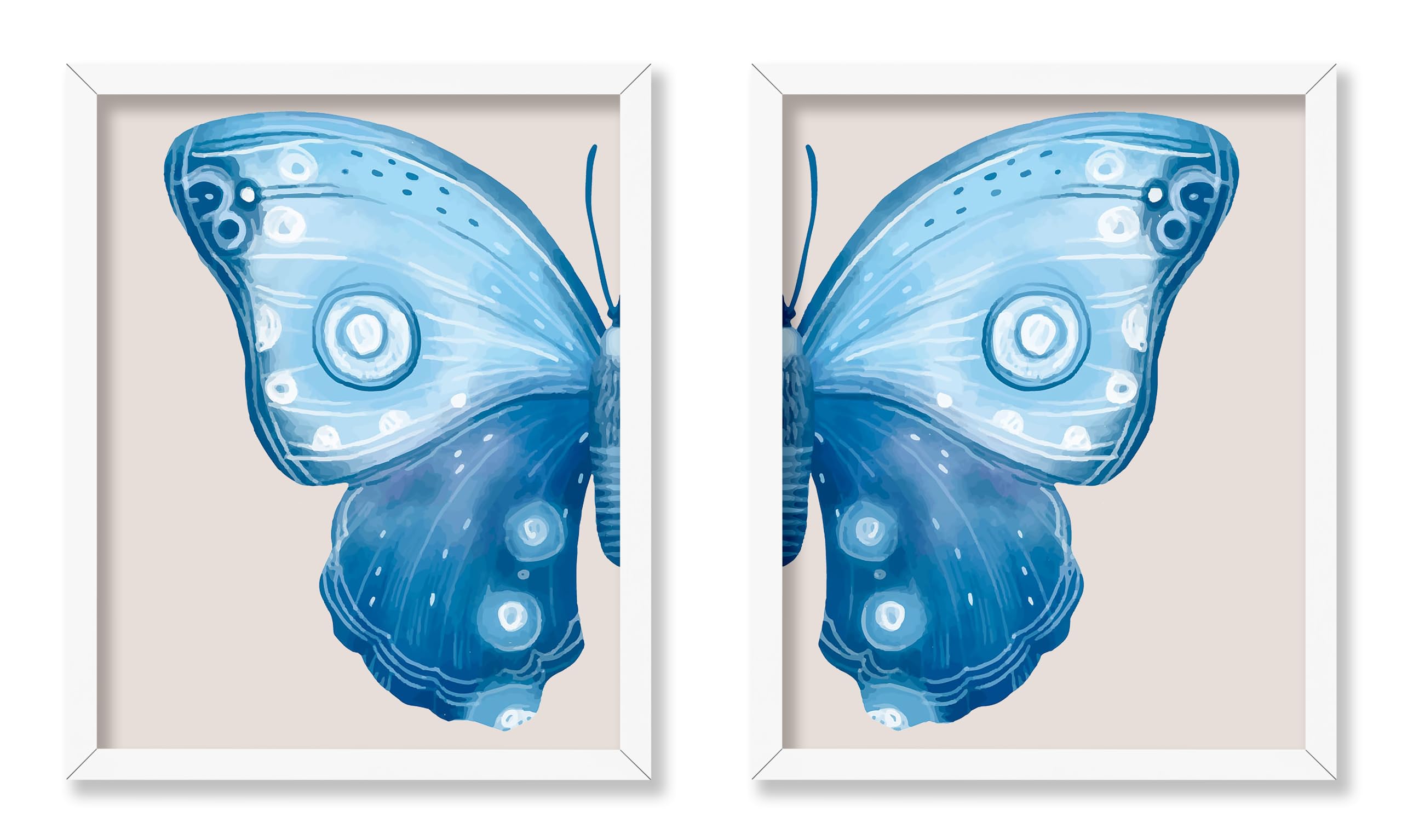 Poster Master 2-Piece Blue Butterfly Poster - Retro Insect Print - Moth ...