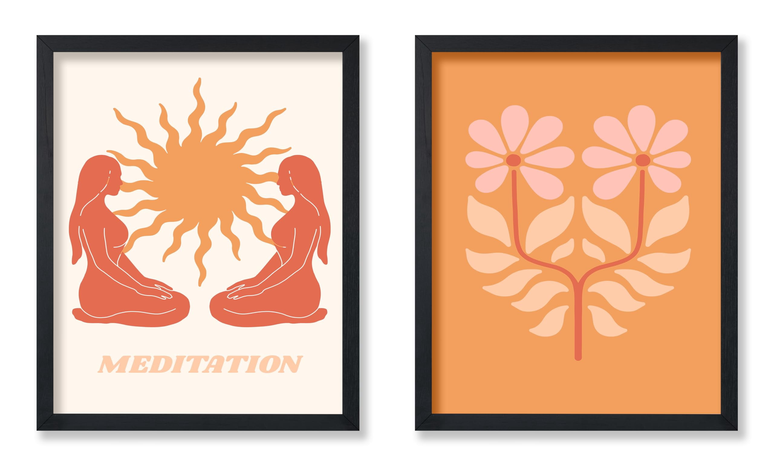 Poster Master 2-Piece Boho Poster - Retro Meditation Print - Yoga Art ...