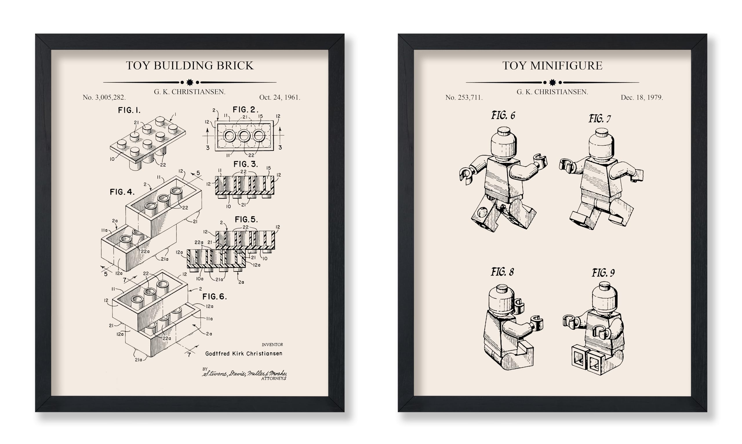 Poster Master 2-Piece Bricks Blueprint Poster - Building Blocks Patent ...