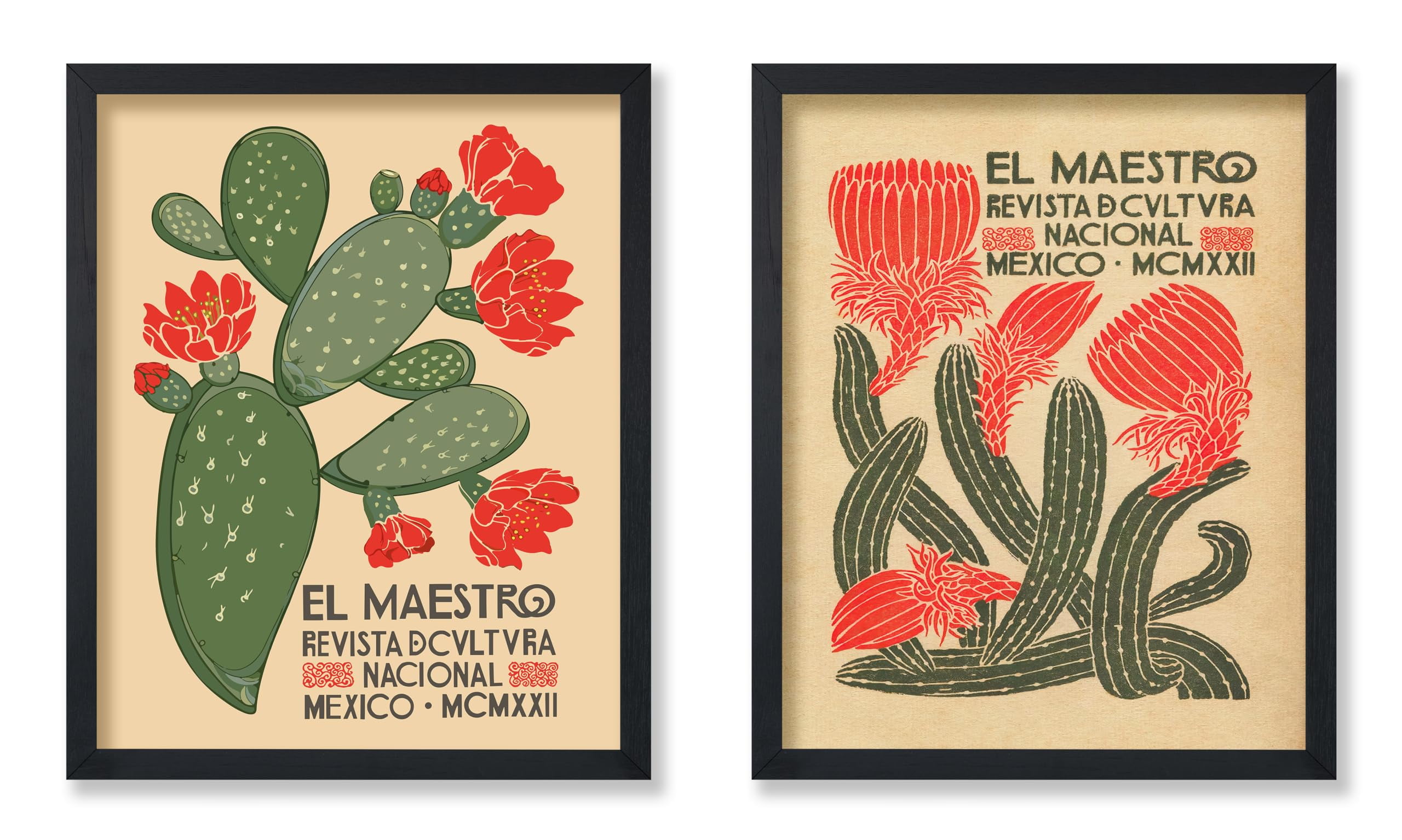Poster Master 2-Piece El Maestro Poster - Cactus Print - Mexico Art ...