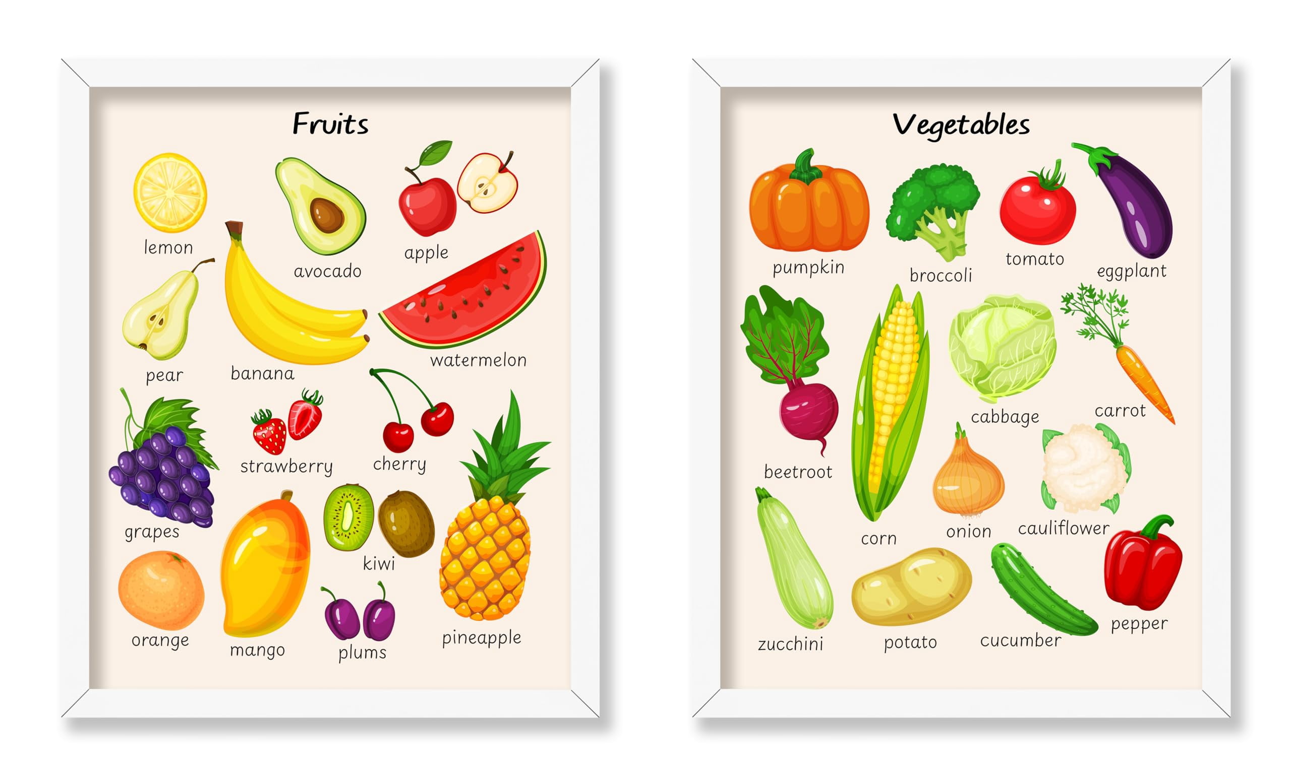 Poster Master 2-Piece Fruit and Vegetable Poster - Food Print ...
