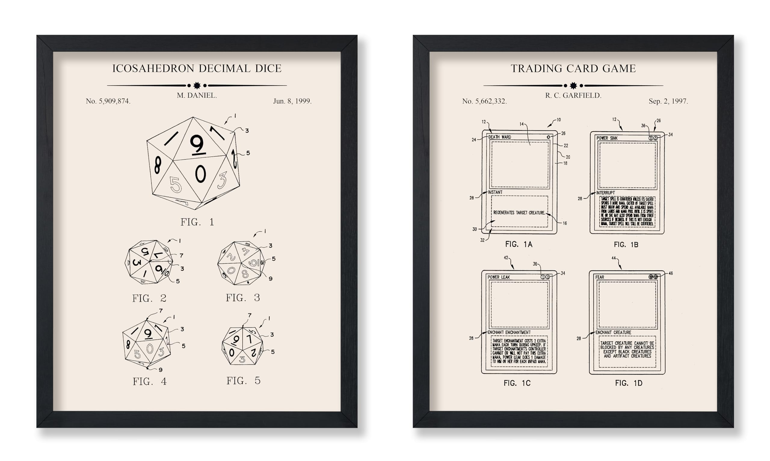 Poster Master 2-Piece Game Blueprint Poster - Icosahedron Decimal Dice ...