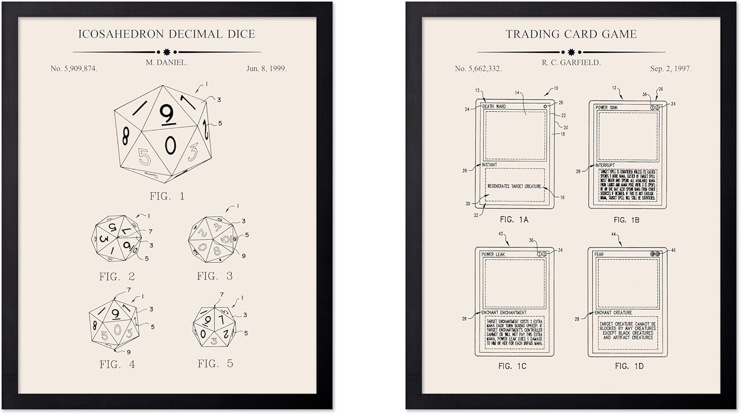 Poster Master 2-Piece Game Blueprint Poster - Icosahedron Decimal Dice ...