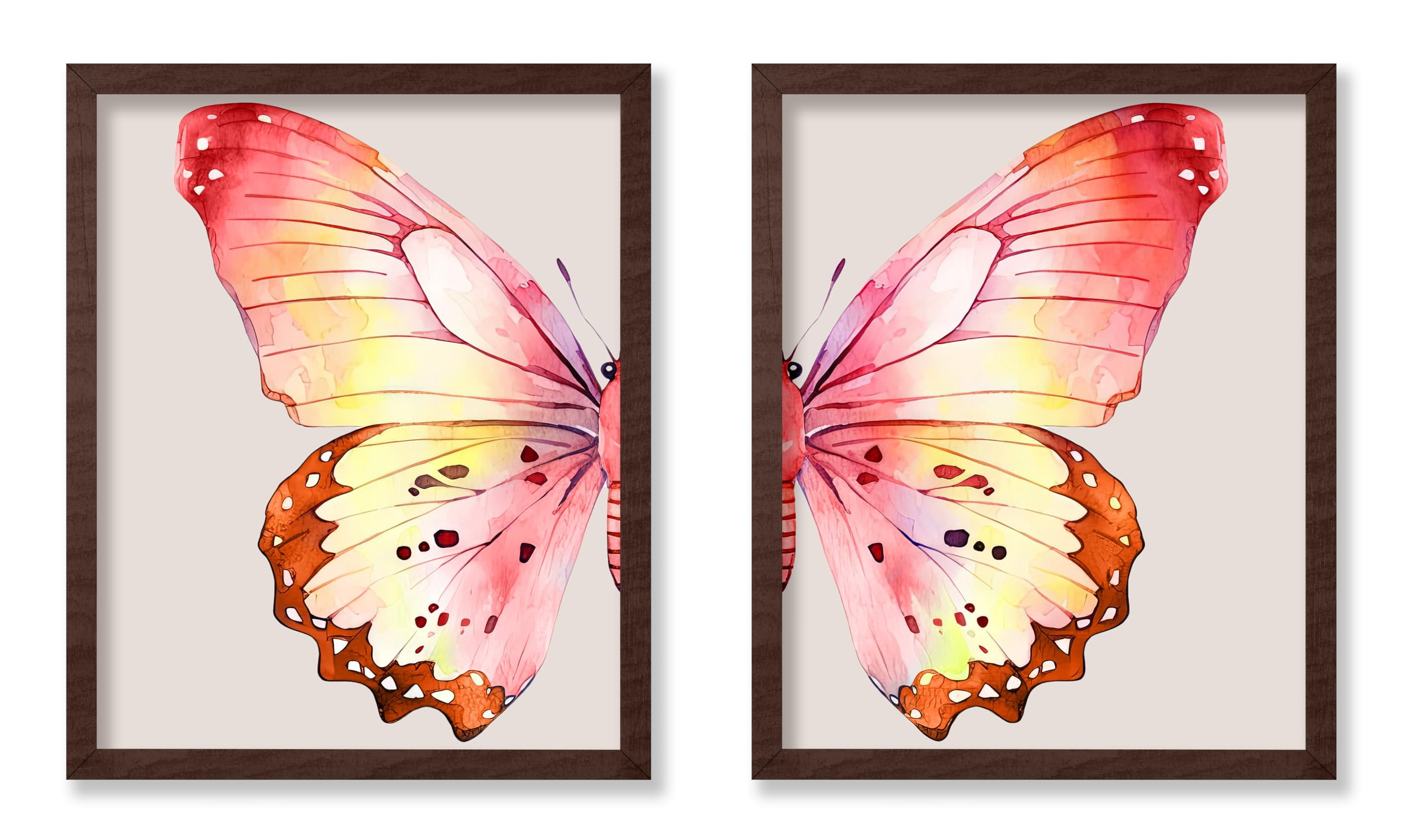 Poster Master 2-Piece Pink Butterfly Poster - Retro Insect Print - Moth ...