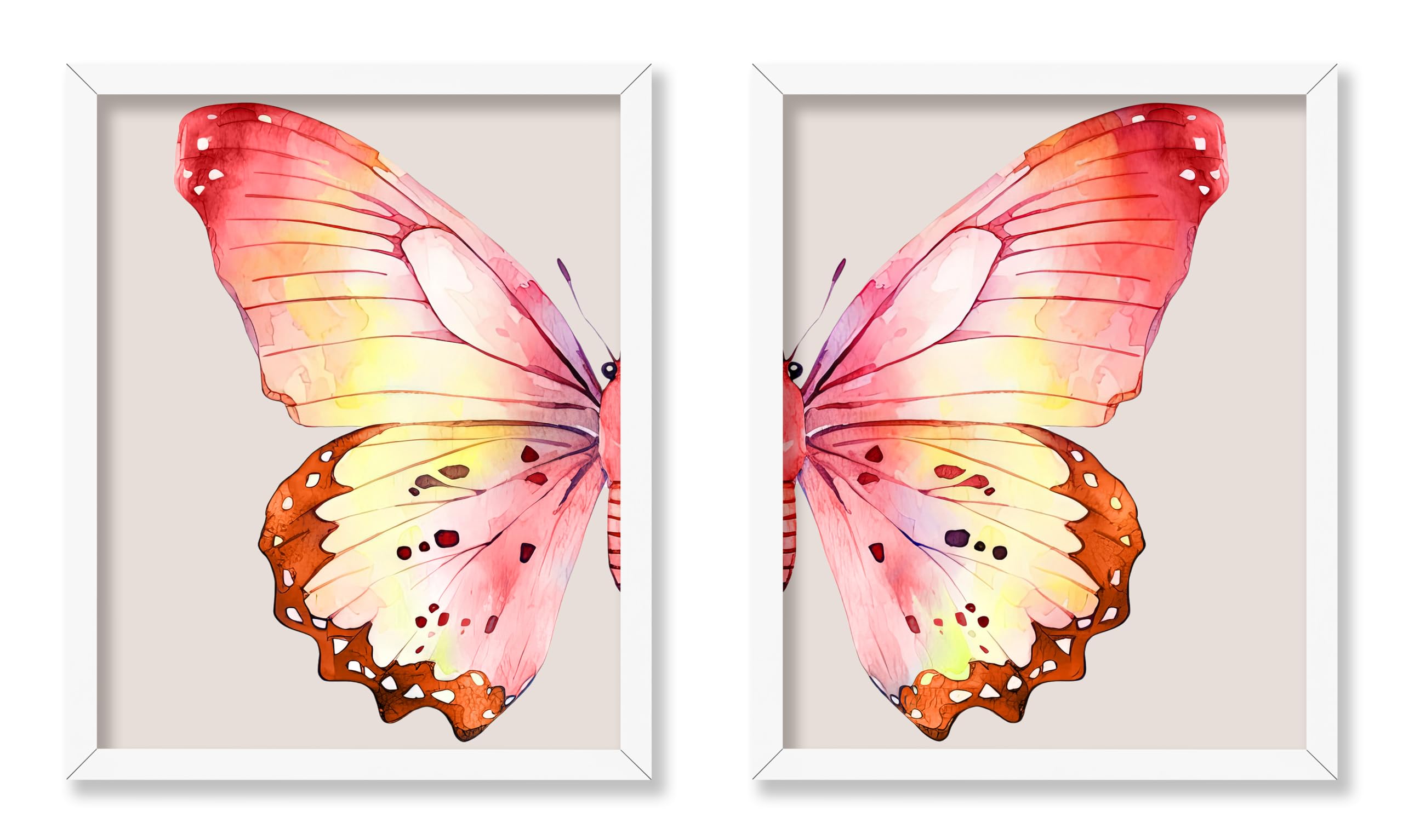 Poster Master 2-Piece Pink Butterfly Poster - Retro Insect Print - Moth ...