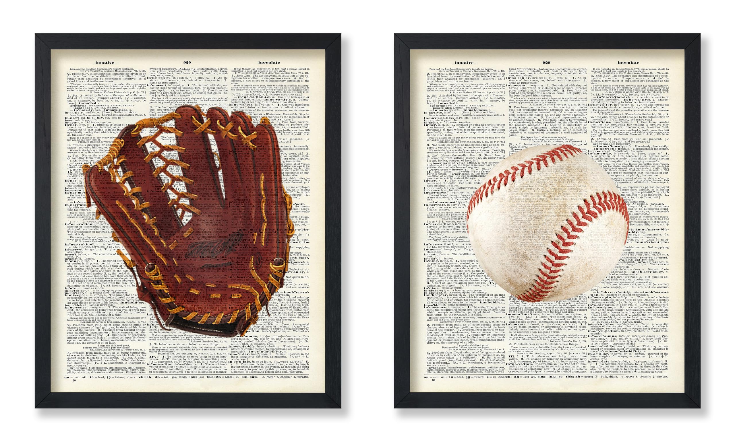 Poster Master 2-Piece Sports Poster - Baseball Print - Ball Art - Game Art - Baseball Gloves Art ...
