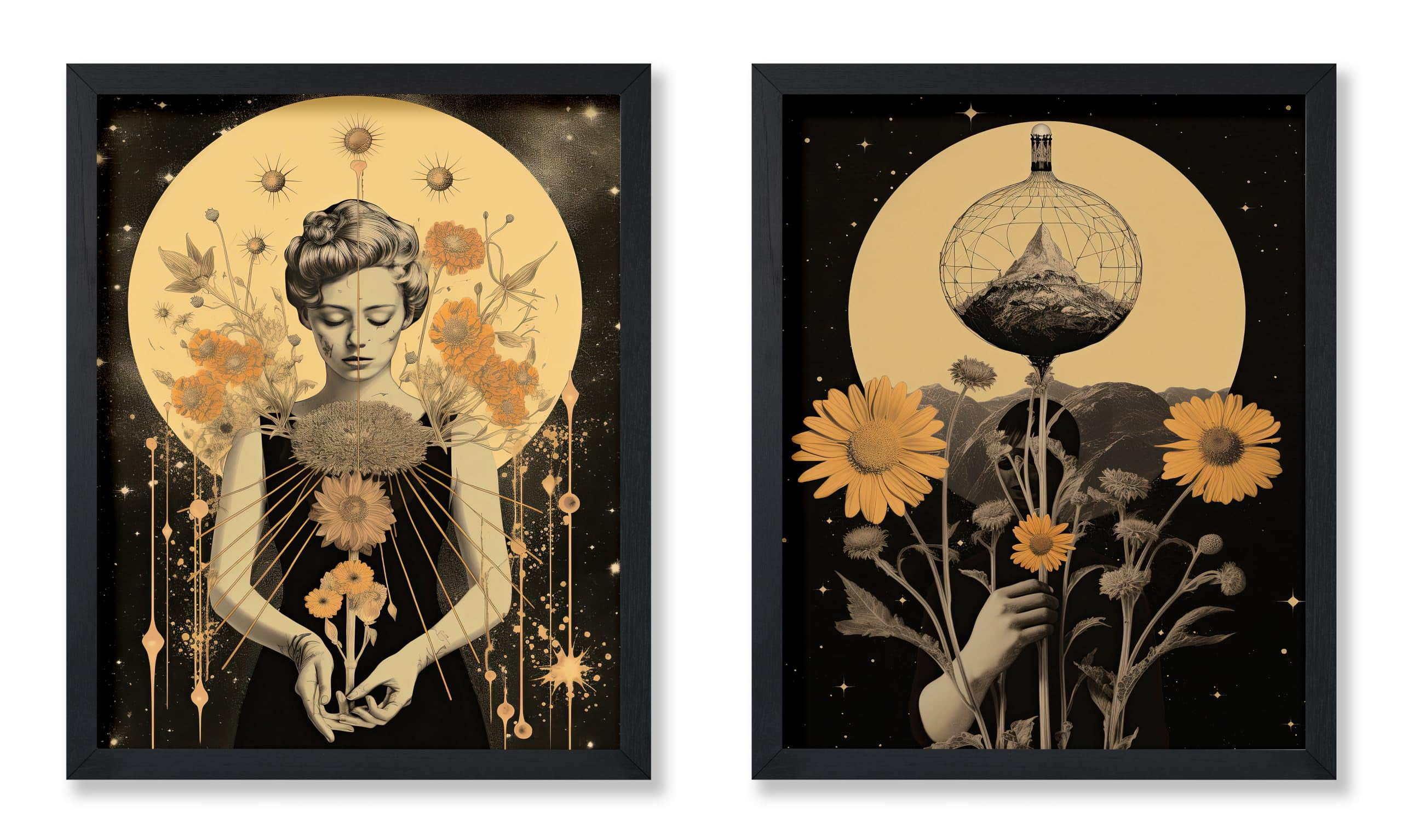 Poster Master 2-Piece Surreal Poster - Cosmic Print - Flower Art ...