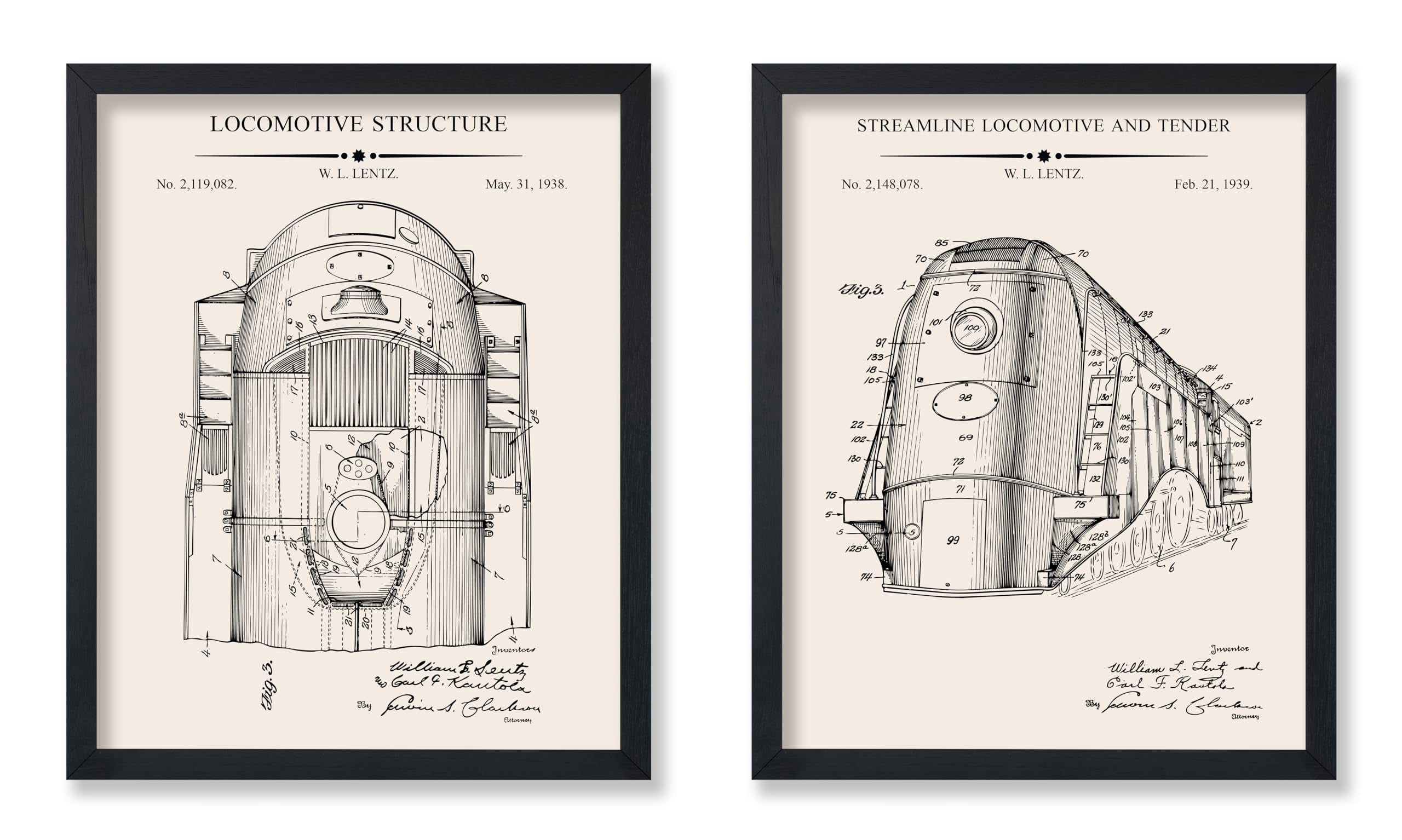 Poster Master 2-Piece Vintage Locomotive Blueprint Poster - Locomotive ...
