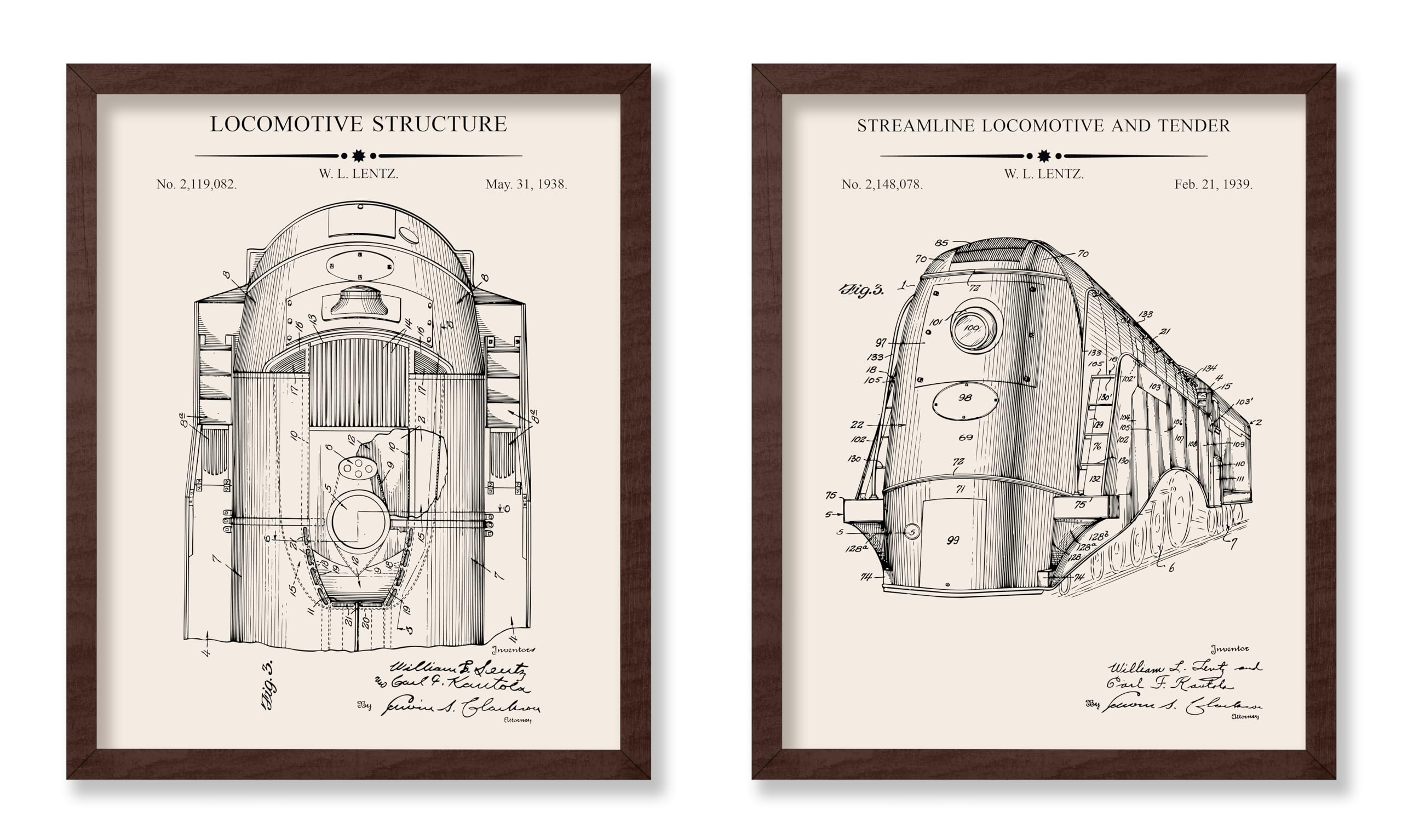 Poster Master 2-Piece Vintage Locomotive Blueprint Poster - Locomotive ...
