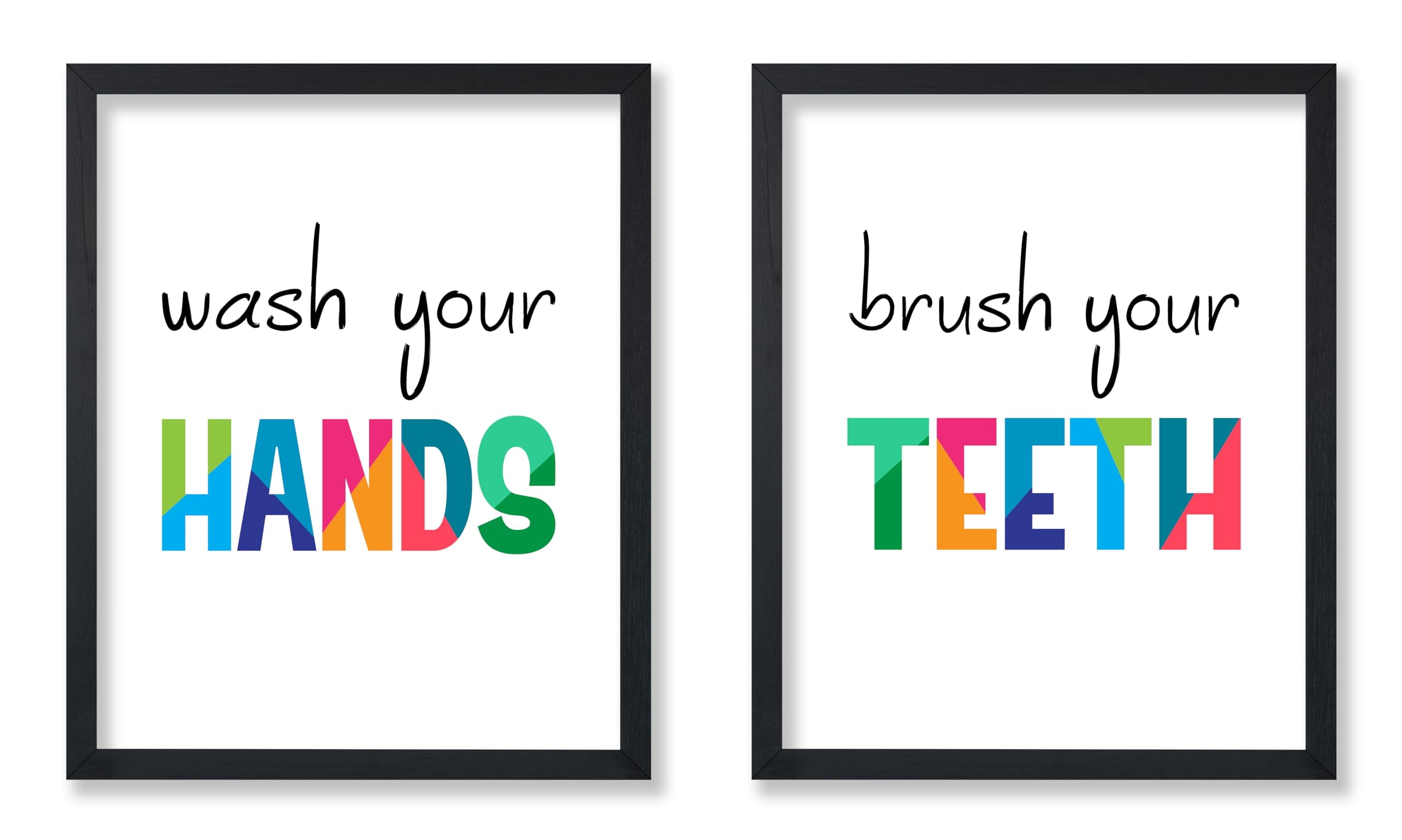 Poster Master 2-Piece Wash Your Hands Poster - Brush Your Teeth Print ...