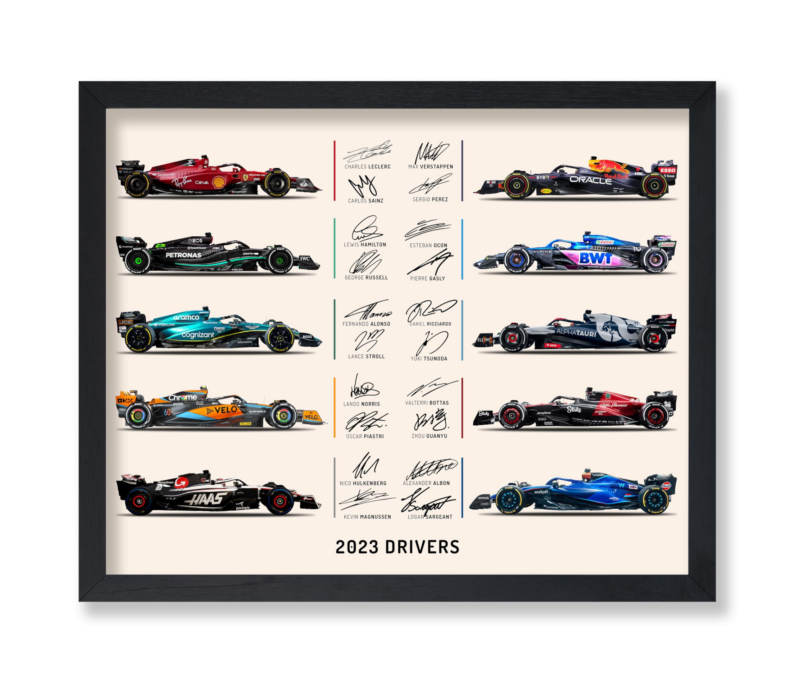 Poster Master 2023 Drivers Poster - Cars & Drivers Signatures Print ...