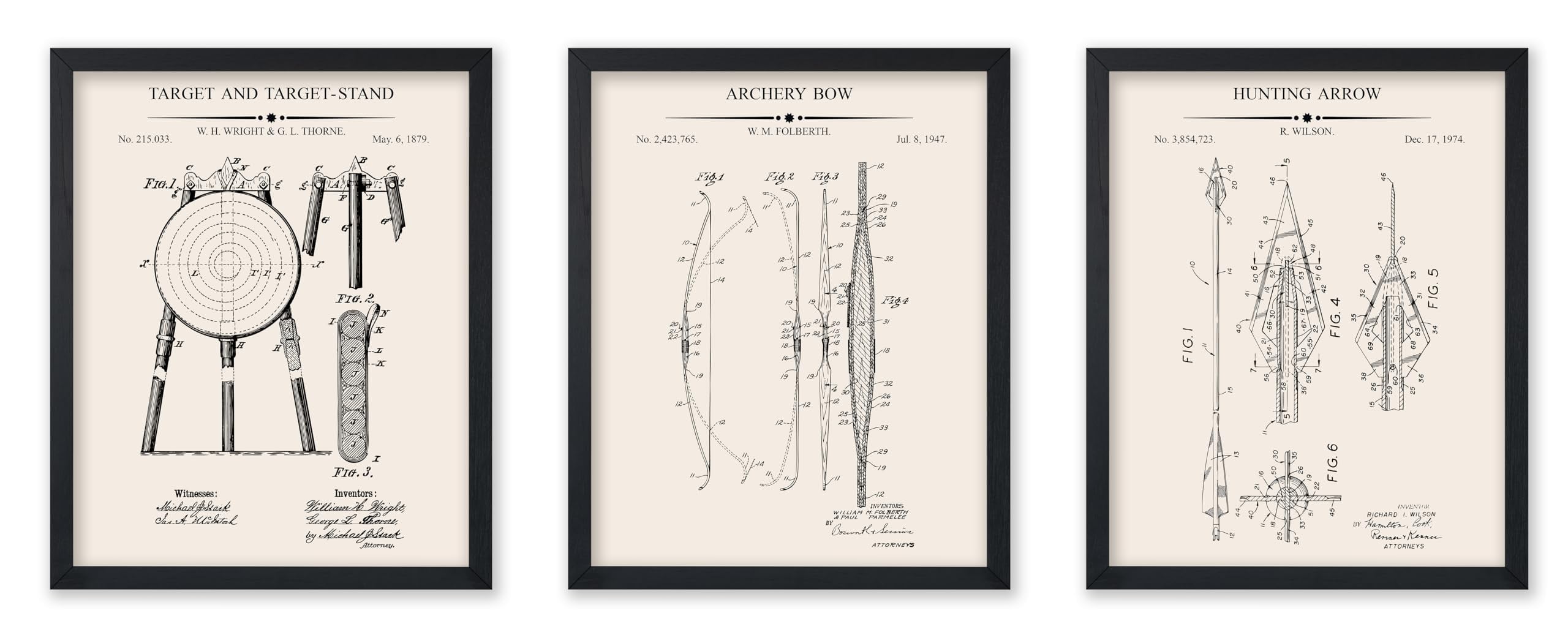 Poster Master 3-Piece Archery Blueprint Poster - Target Patent Print ...