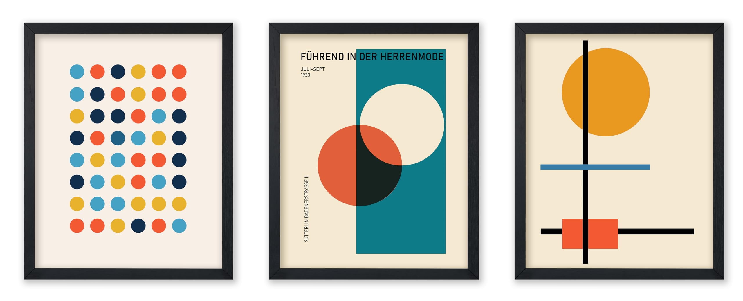 Poster Master 3-Piece Bauhaus Geometric Poster - Retro Minimalist Print ...