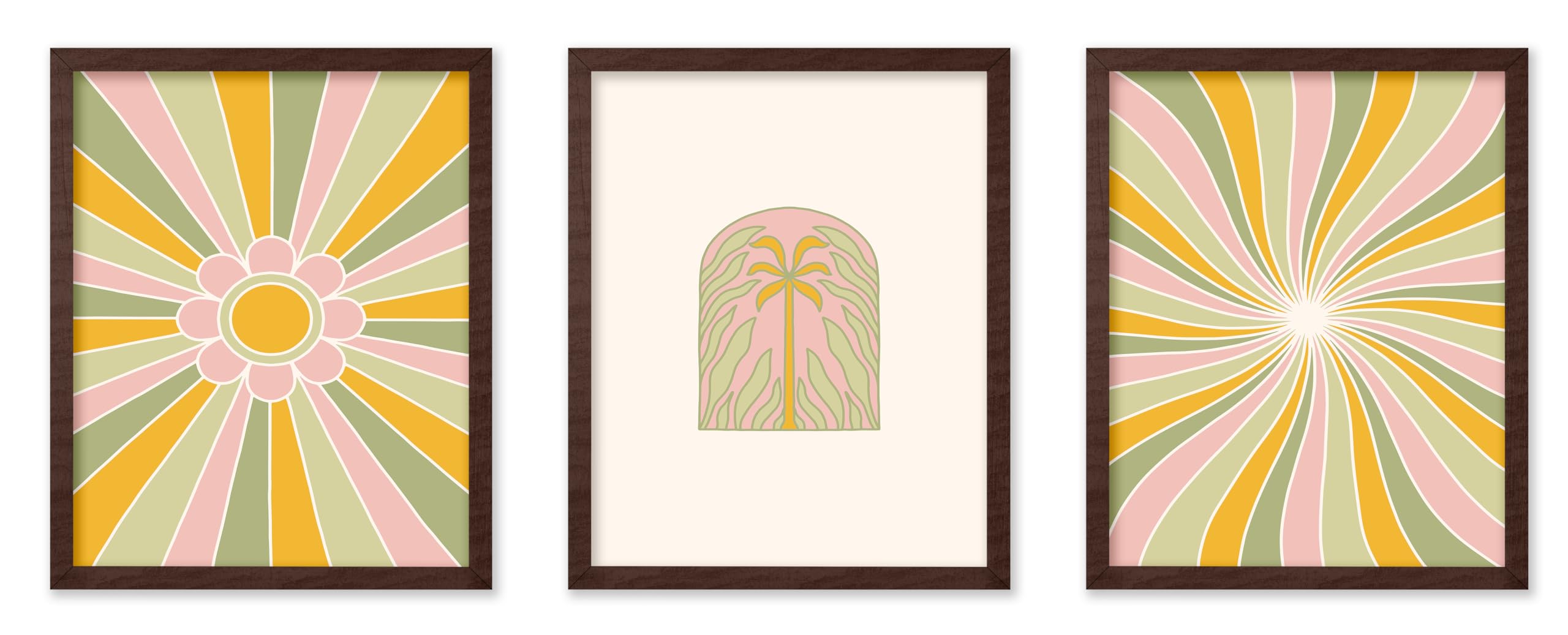 Poster Master 3-Piece Boho Poster - Retro Abstract Print - Flower Art ...