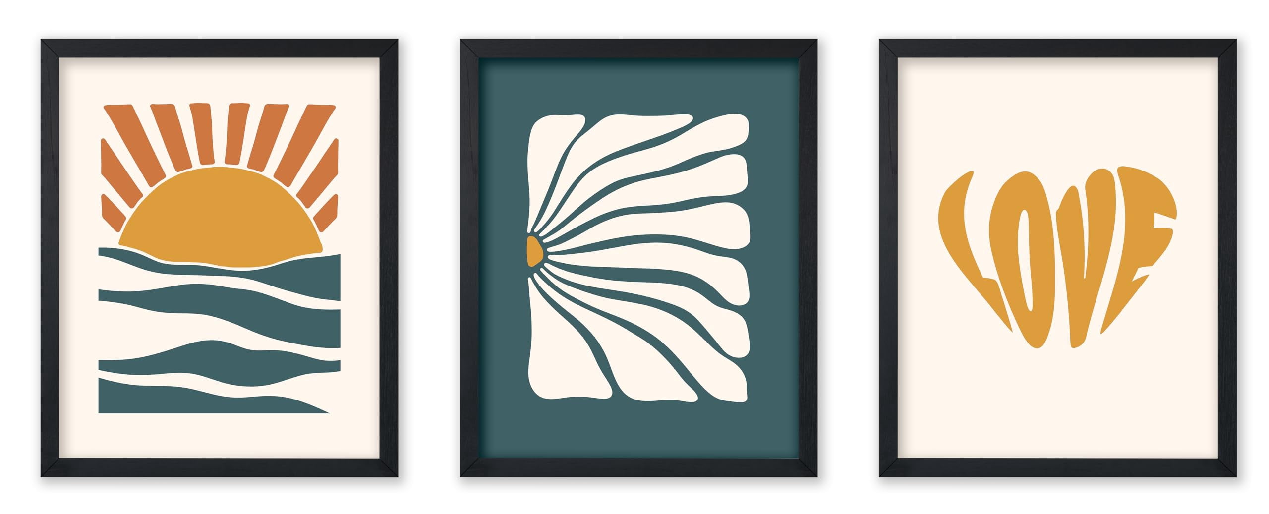 Poster Master 3-Piece Boho Poster - Retro Love Print - Flower Art ...