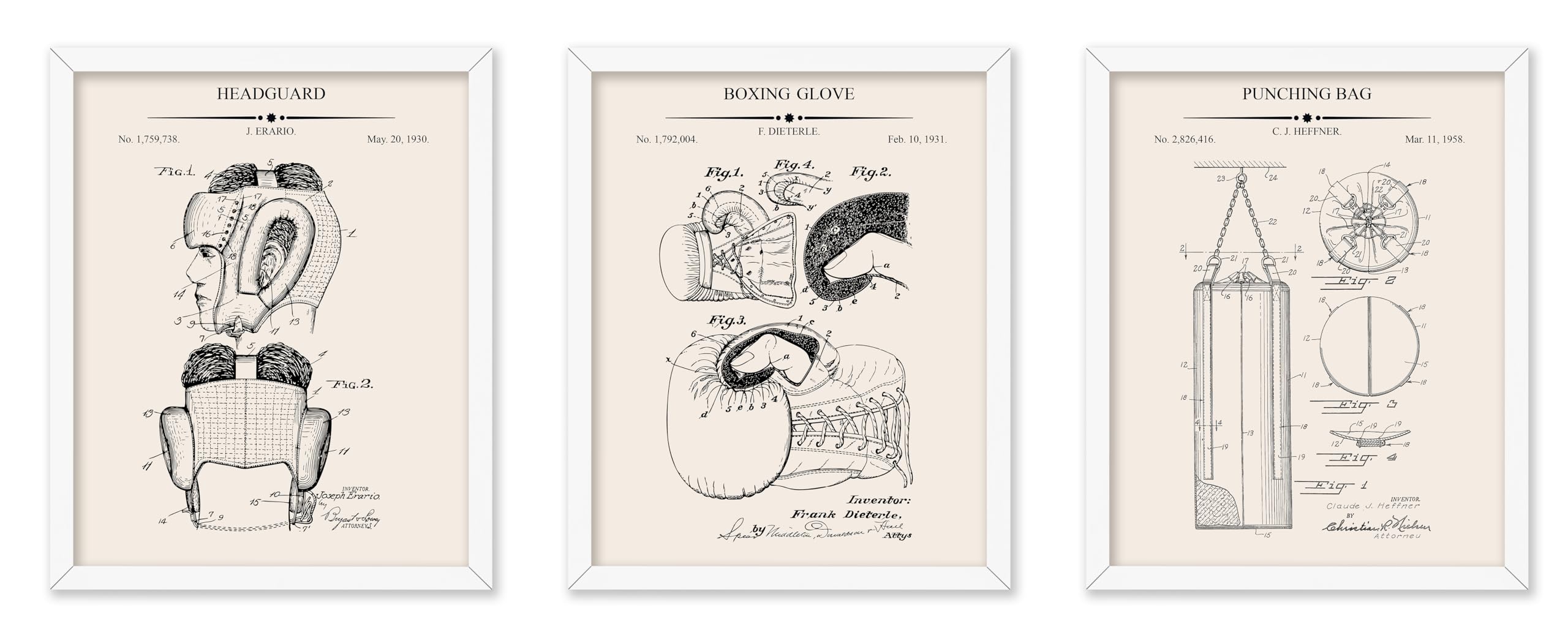 Poster Master 3-Piece Boxing Blueprint Poster - Head Guard Patent Print ...