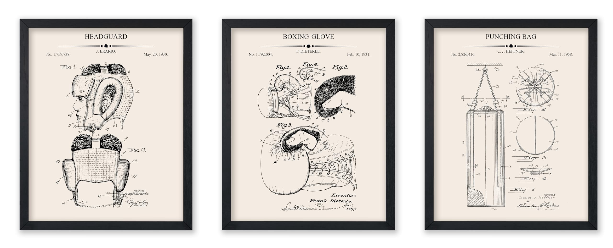 Poster Master 3-Piece Boxing Blueprint Poster - Head Guard Patent Print ...