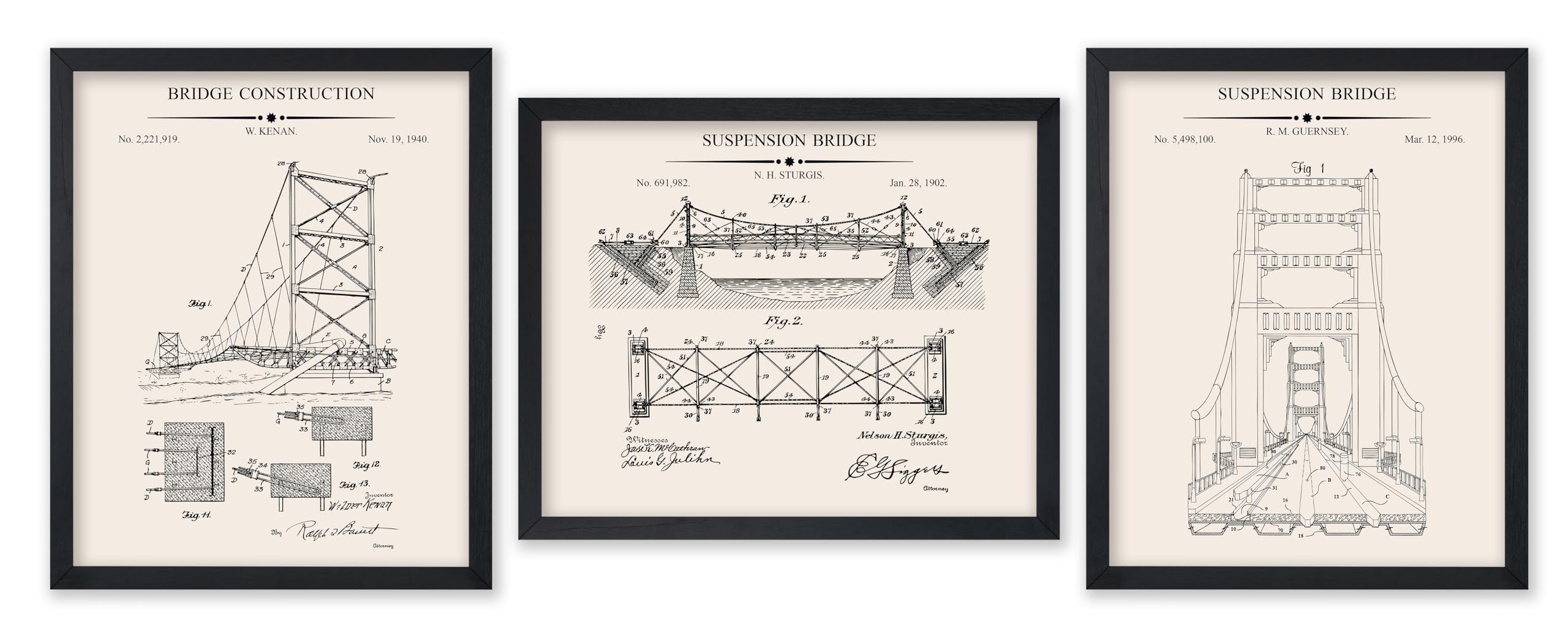 Poster Master 3-Piece Bridge Blueprint Poster - Bridge Construction ...