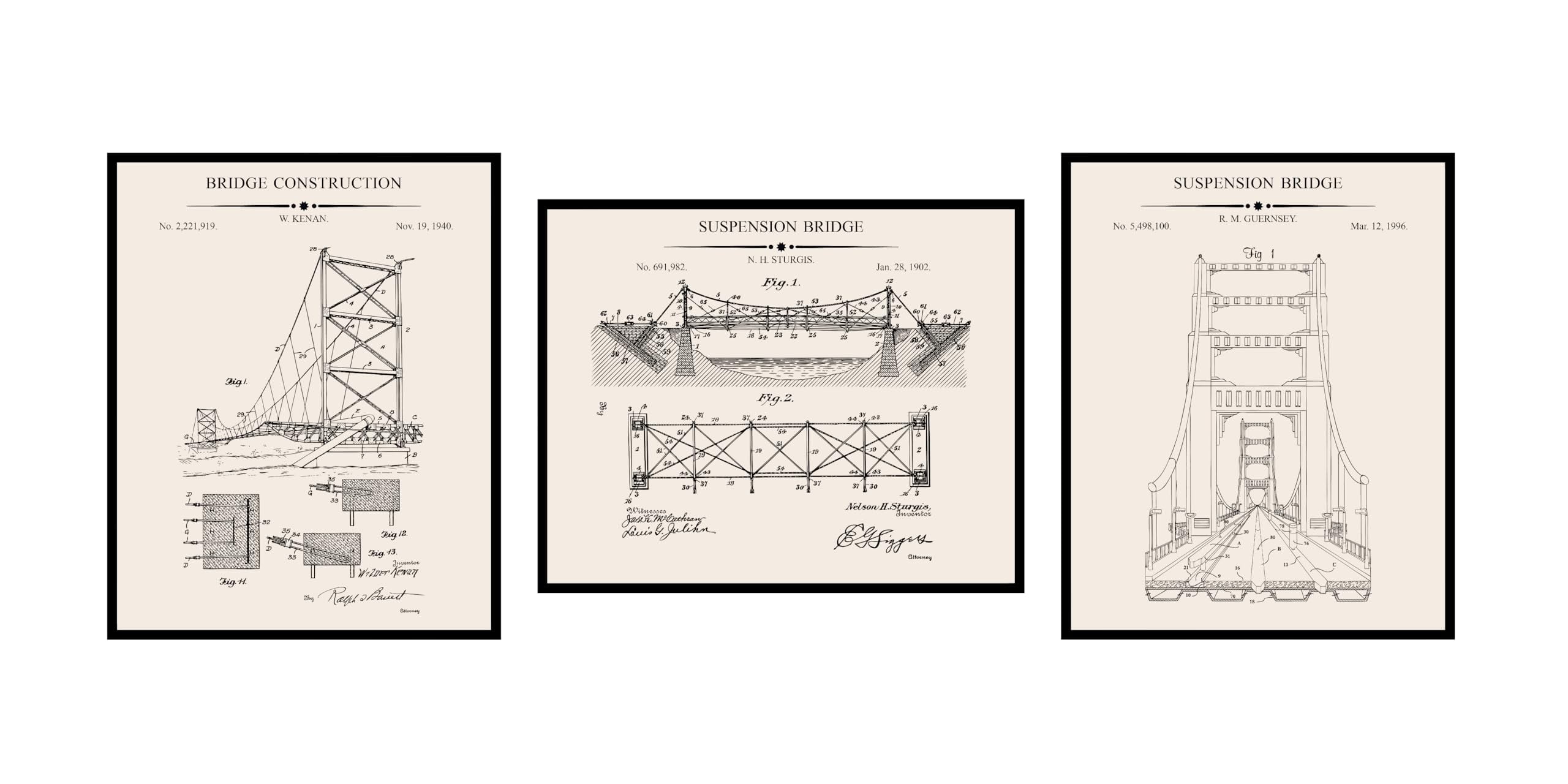 Poster Master 3-Piece Bridge Blueprint Poster - Bridge Construction ...