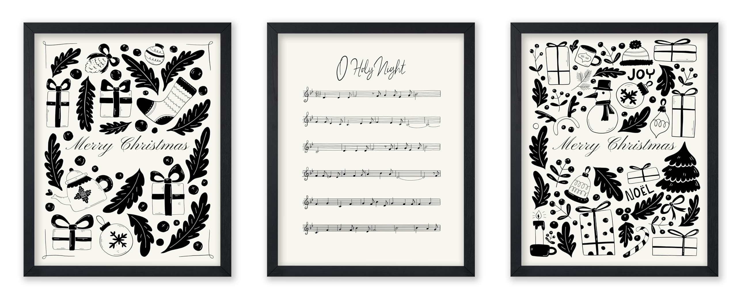Poster Master 3-Piece Christmas Poster - Retro Holiday Print - Music ...