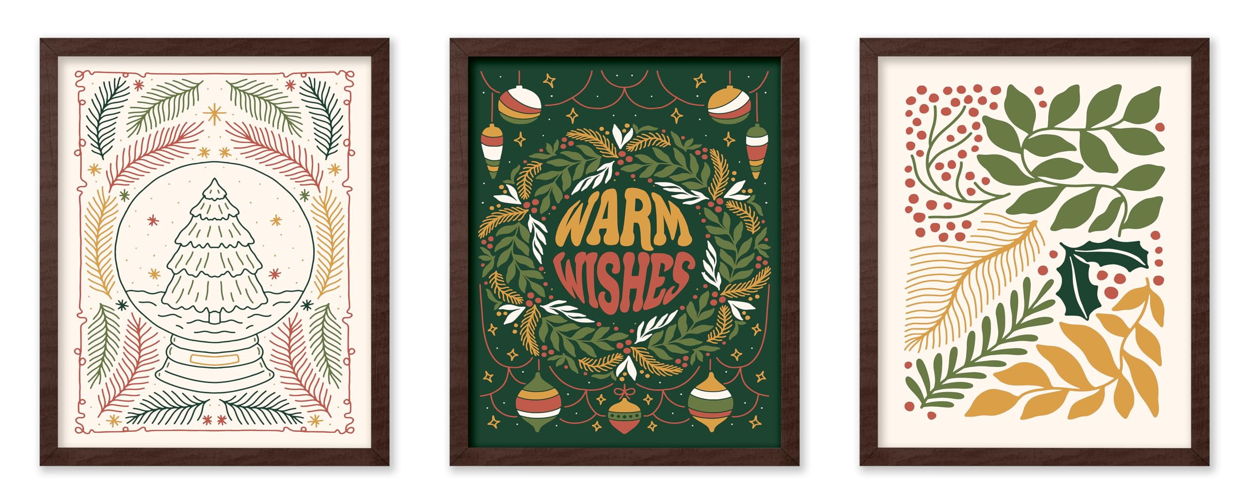 Poster Master 3-Piece Christmas Poster - Warm Wishes Print - Holiday ...