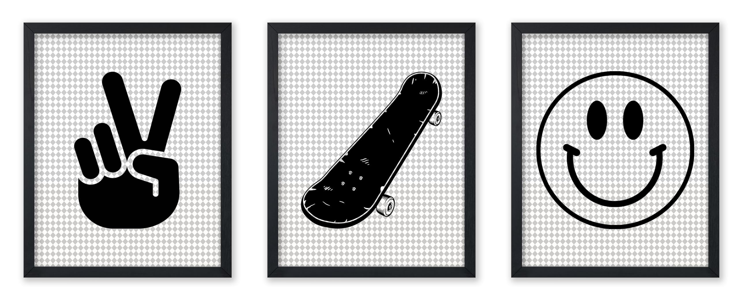 Poster Master 3-Piece Cool Dude Poster - Skateboard Print - Checkered ...