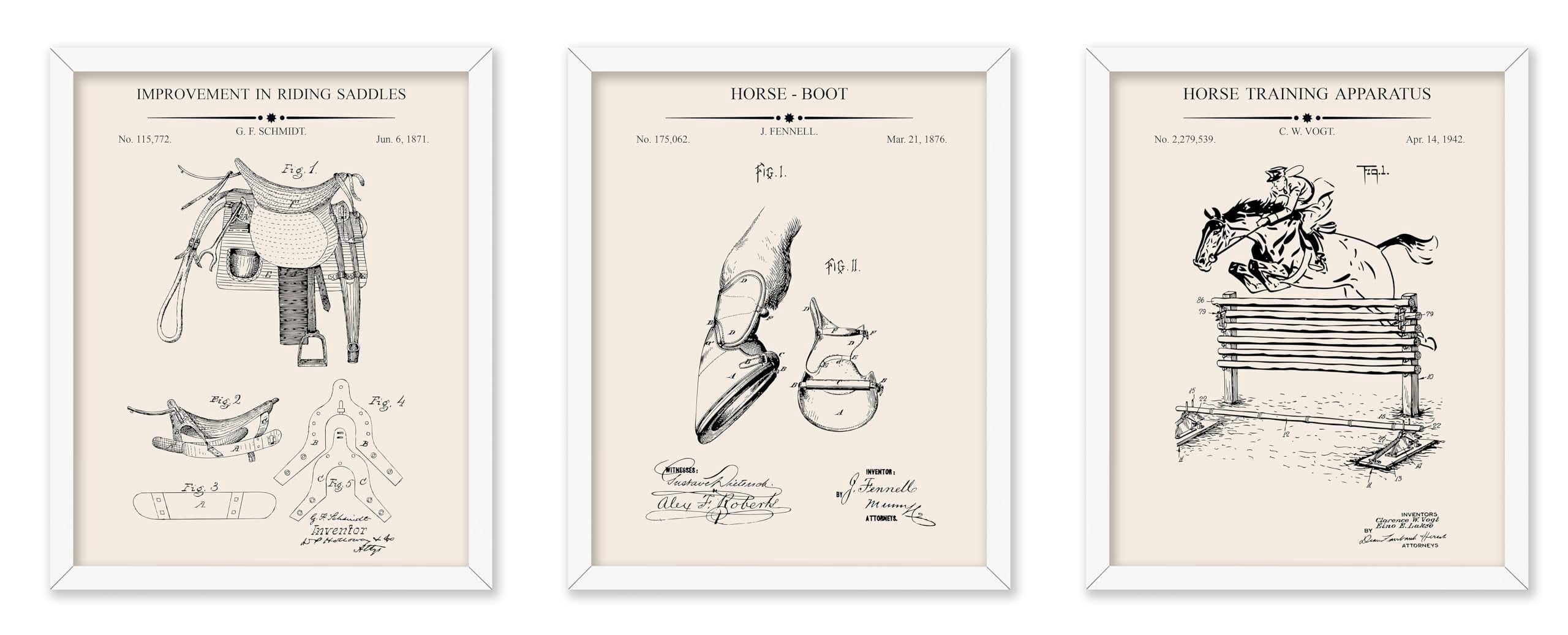 Poster Master 3-Piece Equestrian Blueprint Poster - Riding Saddles ...
