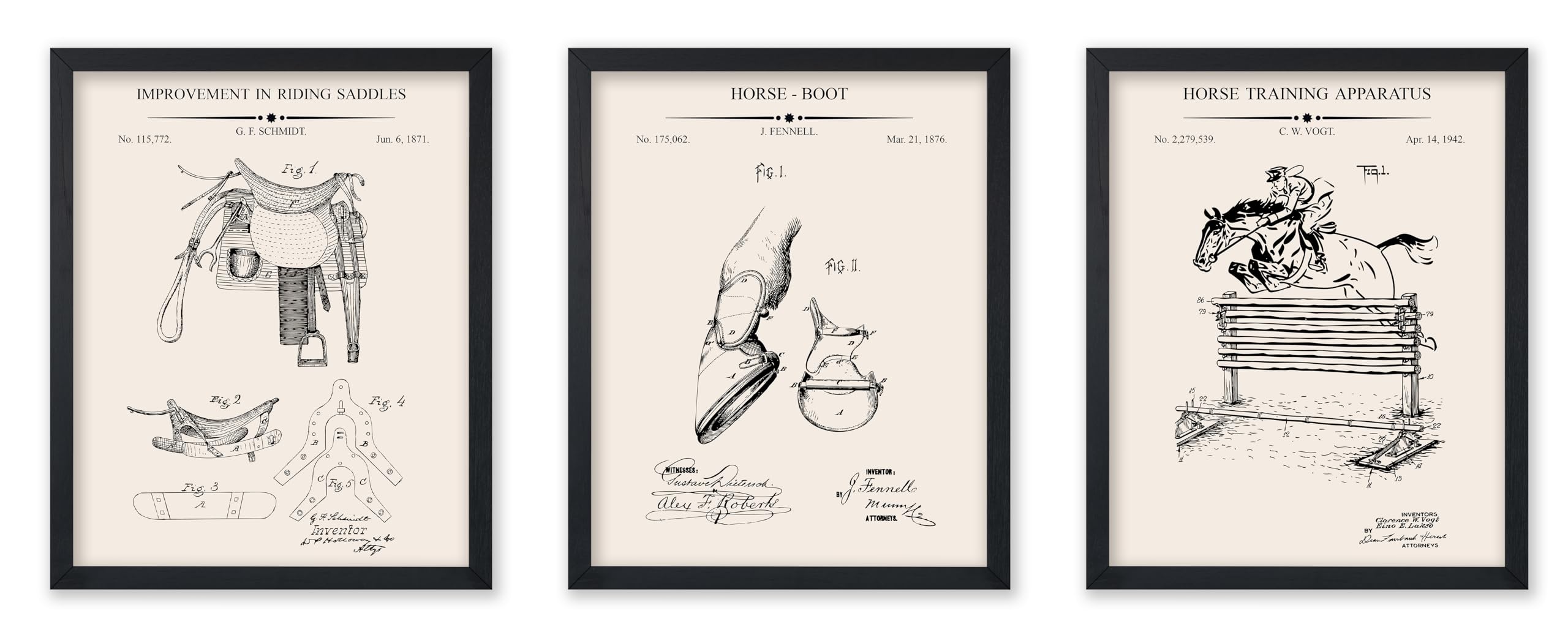 Poster Master 3-Piece Equestrian Blueprint Poster - Riding Saddles ...