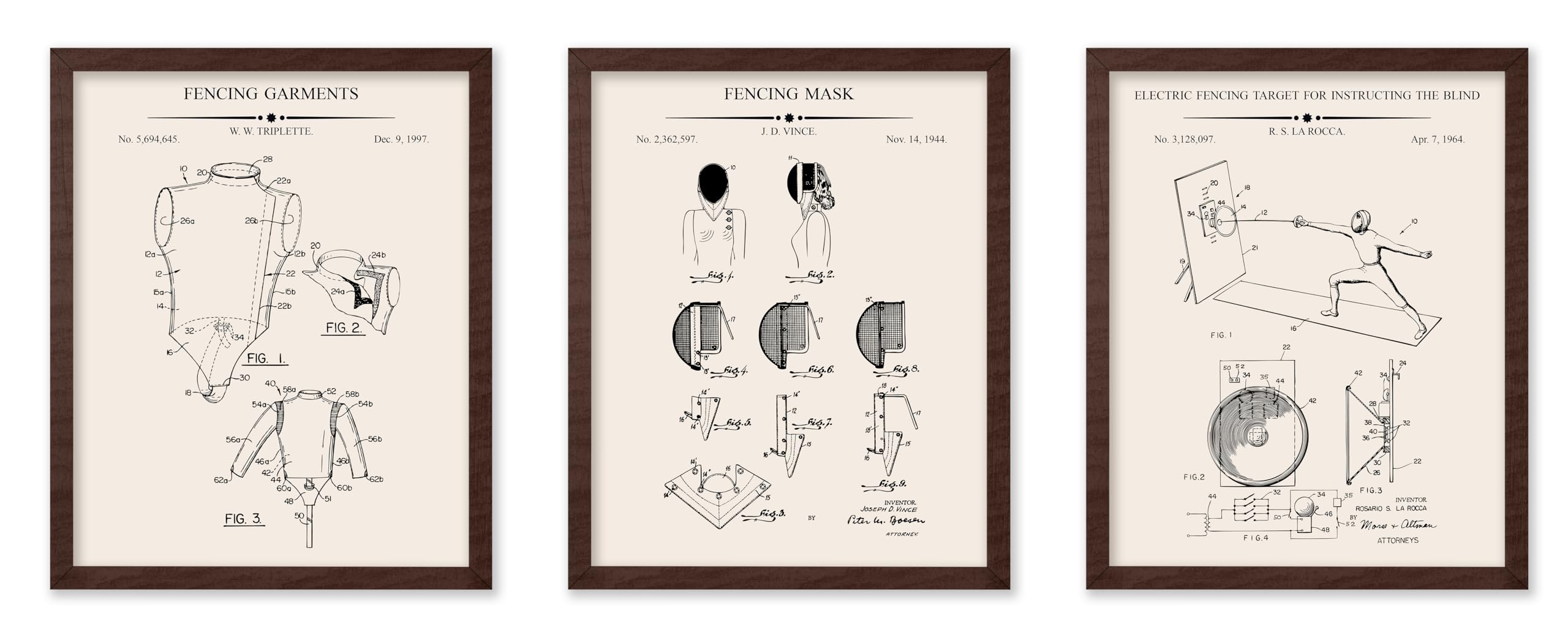 Poster Master 3-Piece Fencing Blueprint Poster - Fencing Garment Patent ...