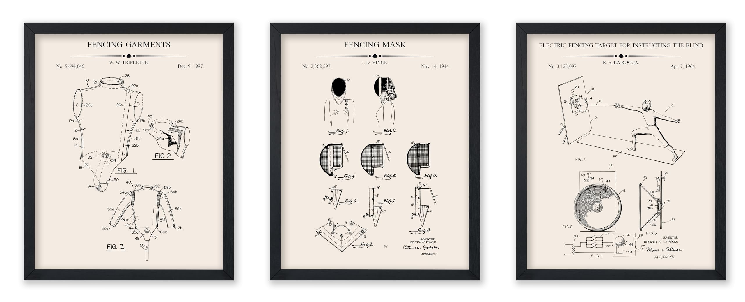 Poster Master 3-Piece Fencing Blueprint Poster - Fencing Garment Patent ...