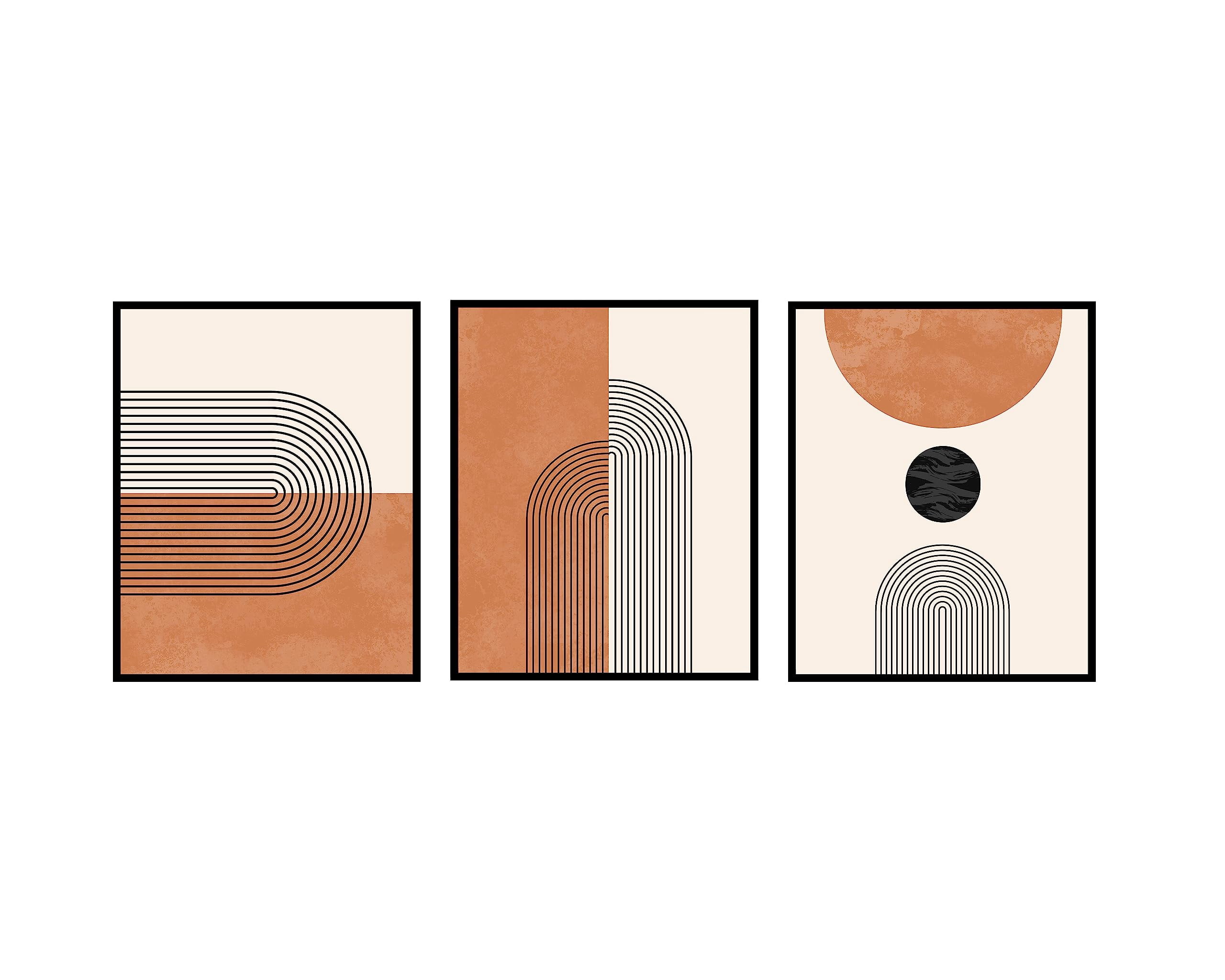 Poster Master 3-Piece Geometric Boho Poster - Retro Minimalist Print ...