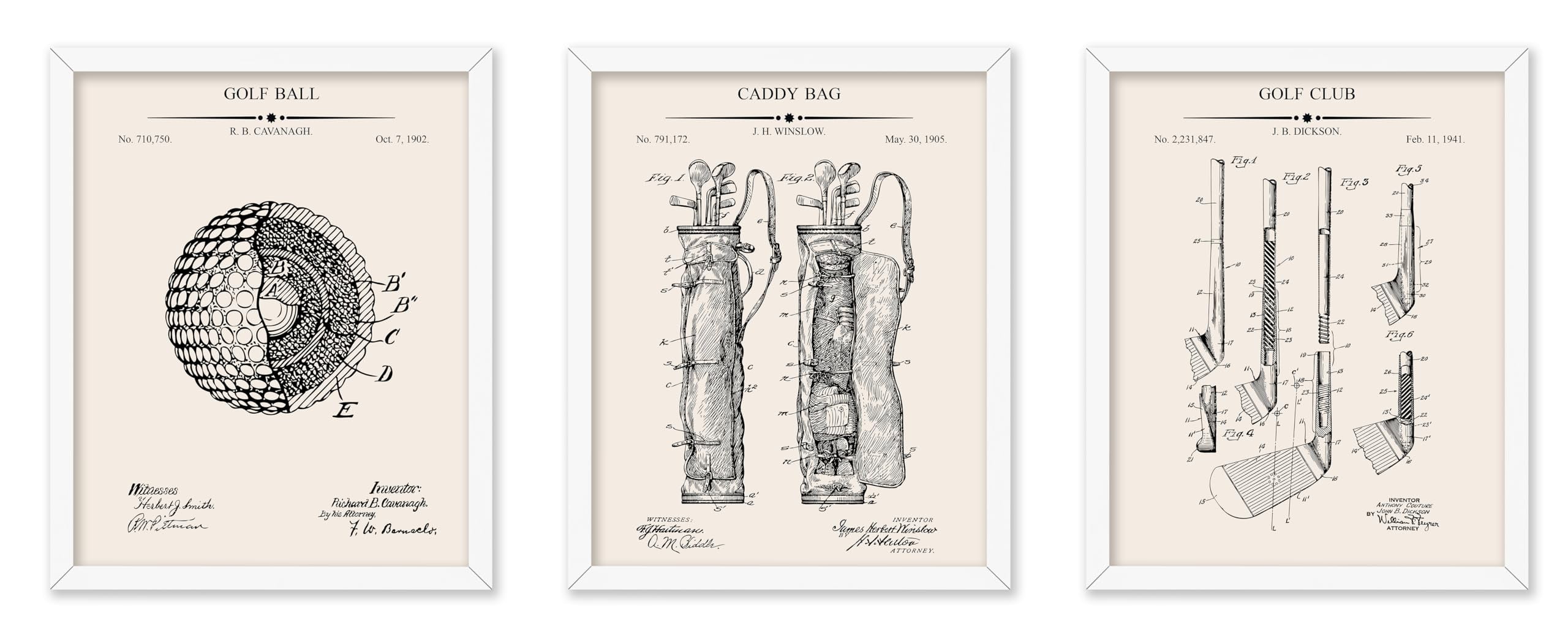 Poster Master 3-Piece Golf Blueprint Poster - Golf Ball Patent Print ...