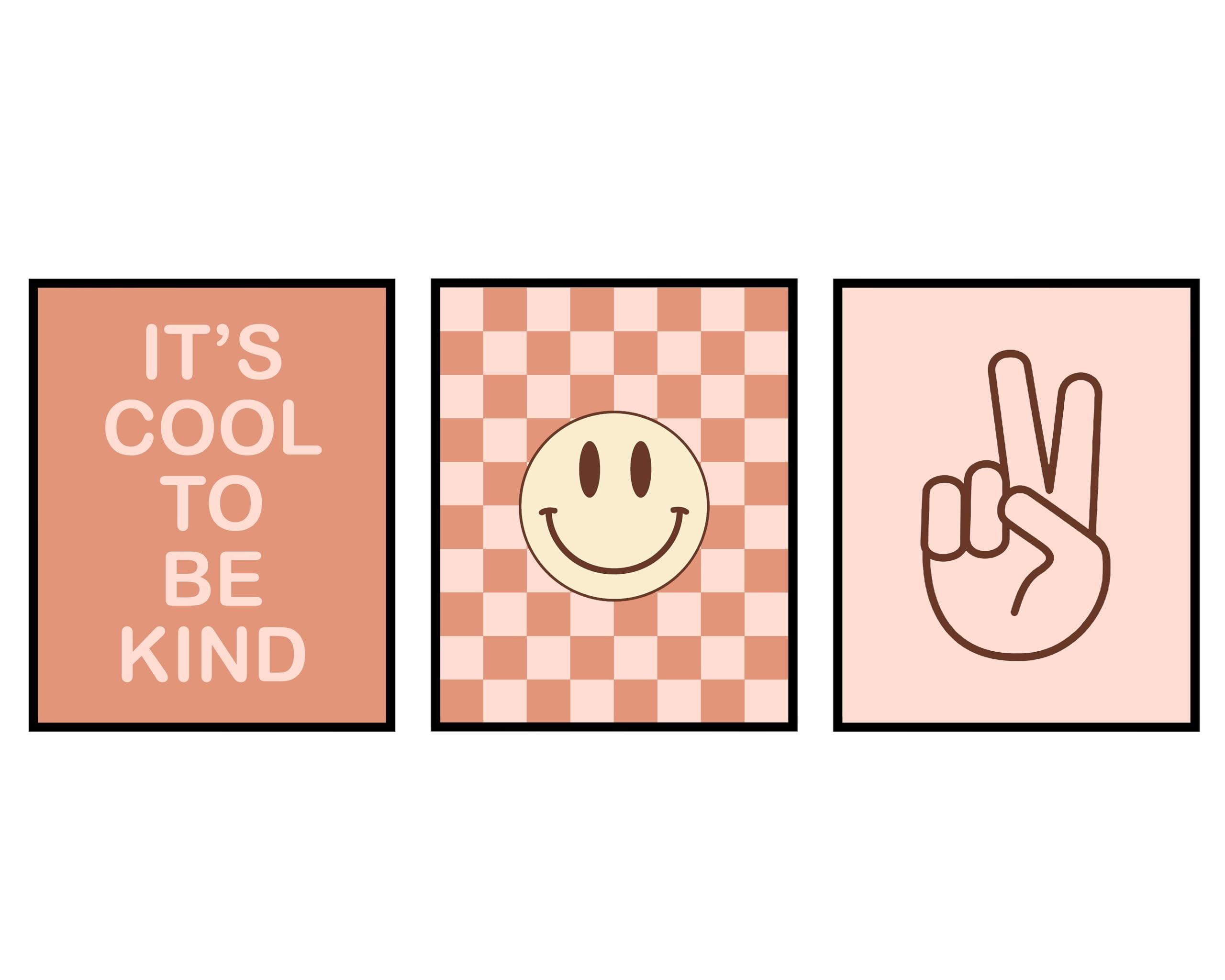 Poster Master 3-Piece It's Cool To Be Kind Poster - Checkered Smiley ...