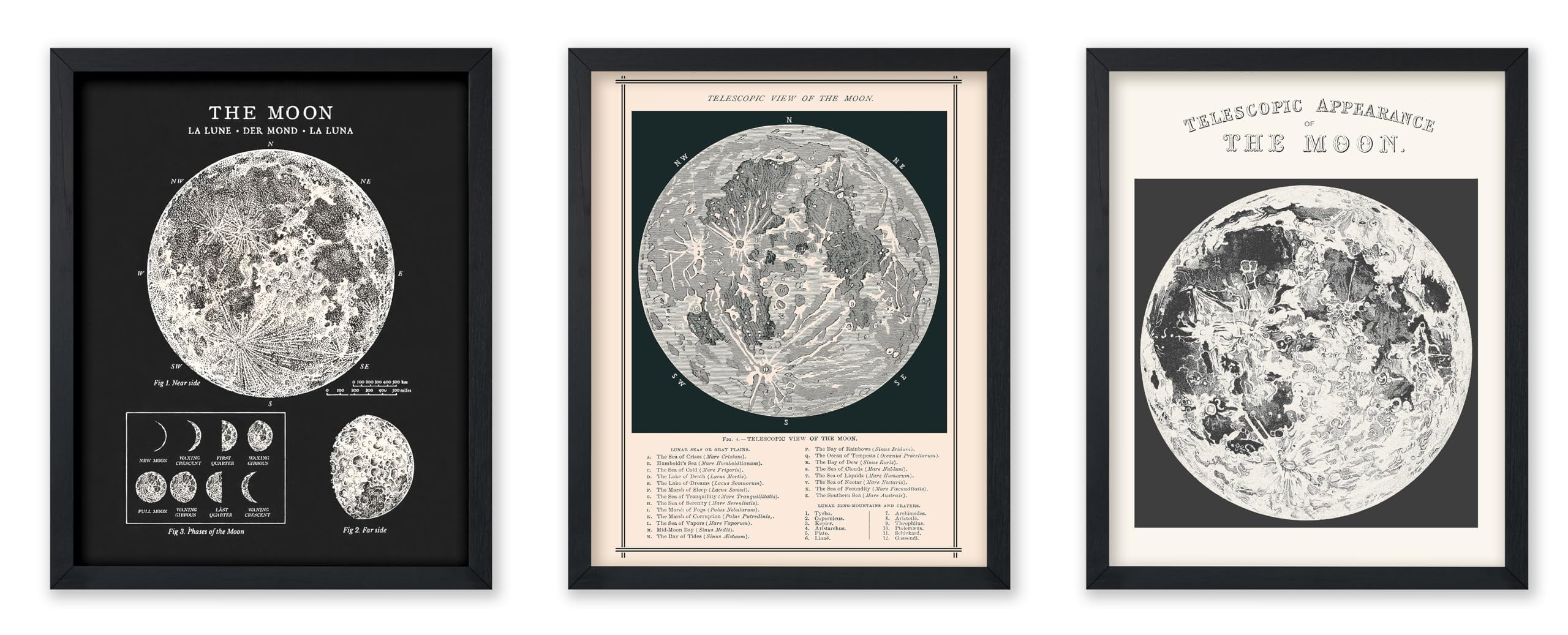 Poster Master 3-Piece Moon Wall Art Set, 16x20 Unframed Art Print ...